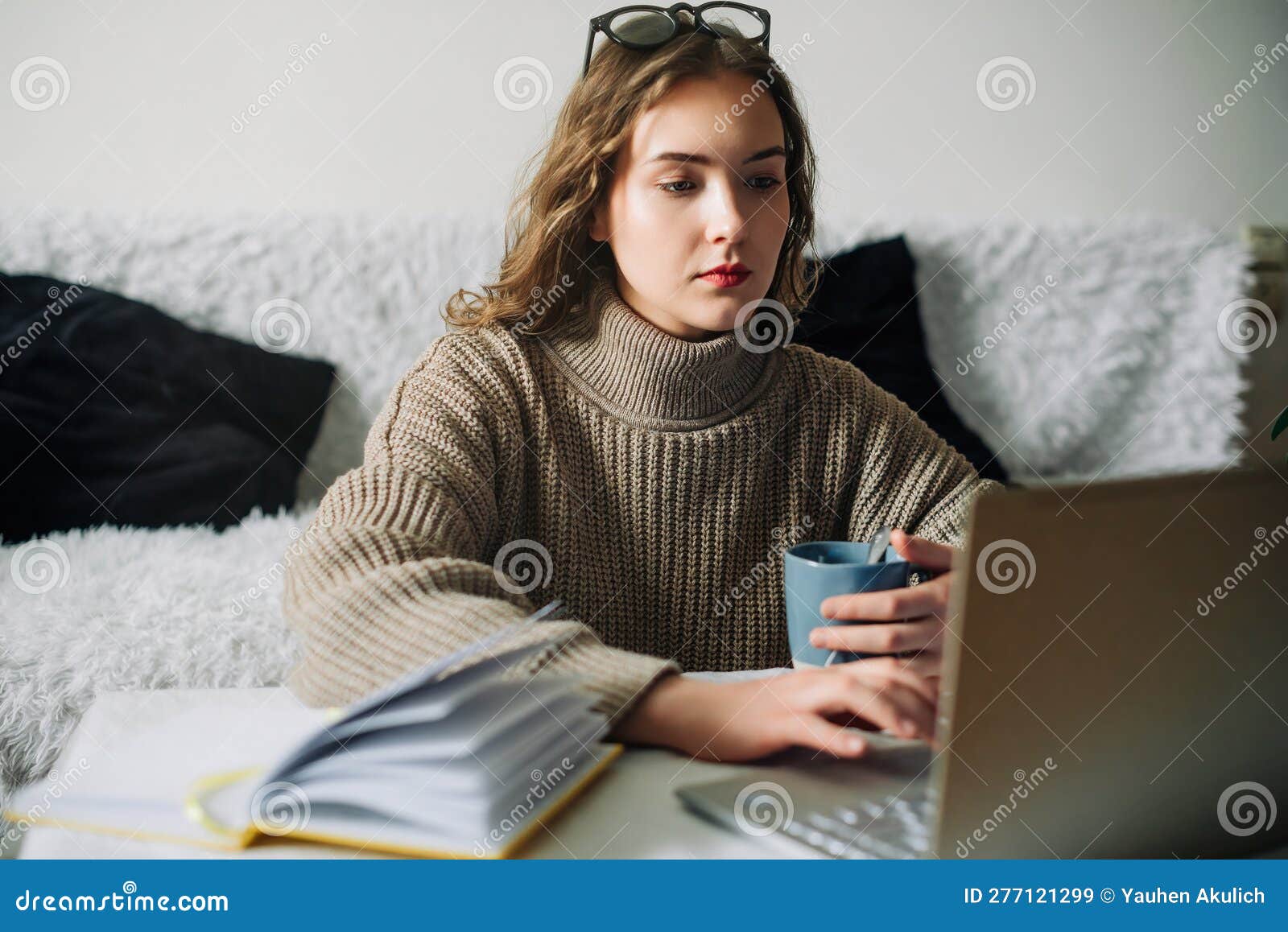 Portrait of a Young Teacher Taking a Break from Work at Her Desk ...