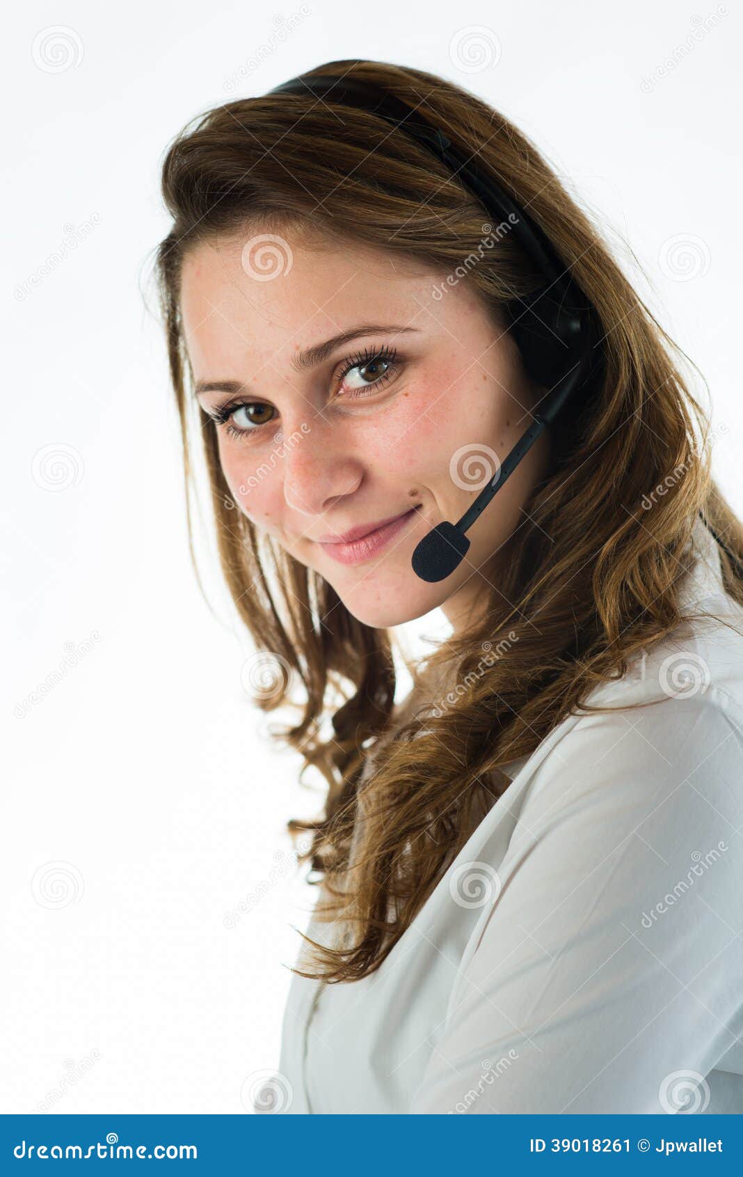Portrait of a Young Telephone Operator Stock Image - Image of cheerful ...