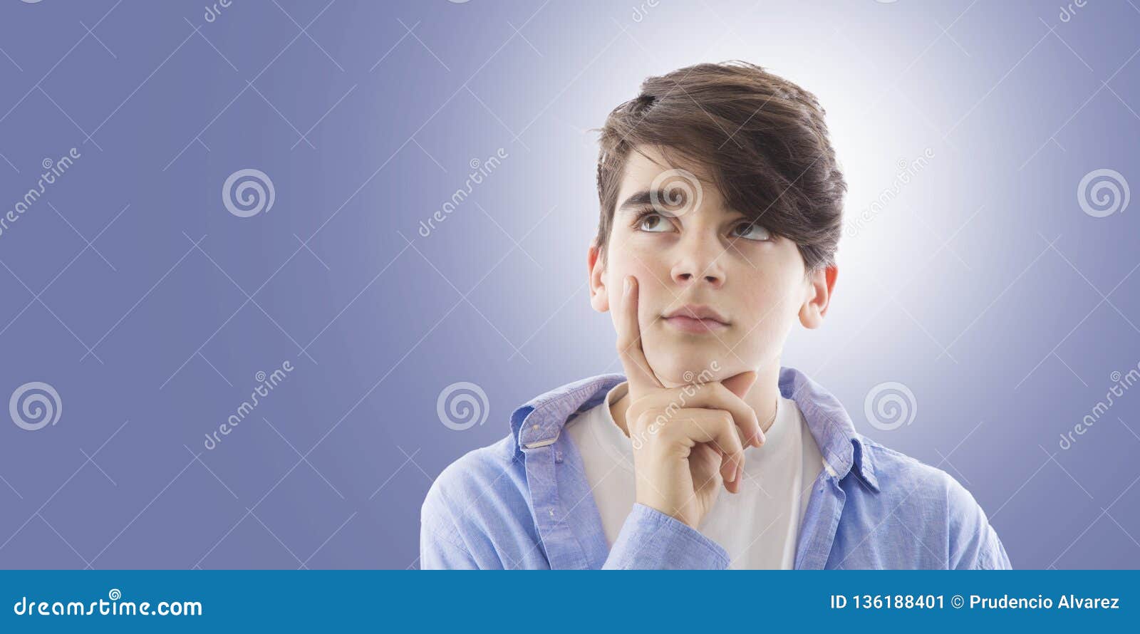 Portrait of young thinking stock image. Image of happy - 136188401