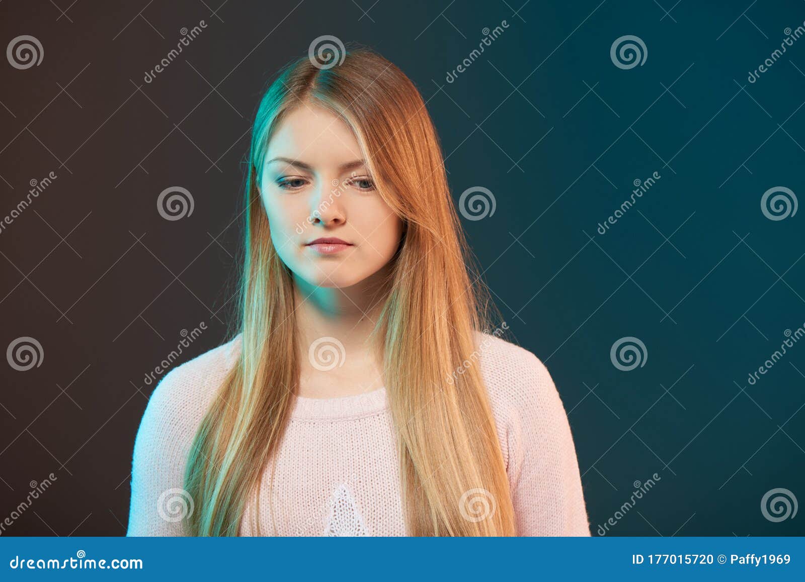 Portrait of Young Female Thinking Stock Photo - Image of front, girl ...