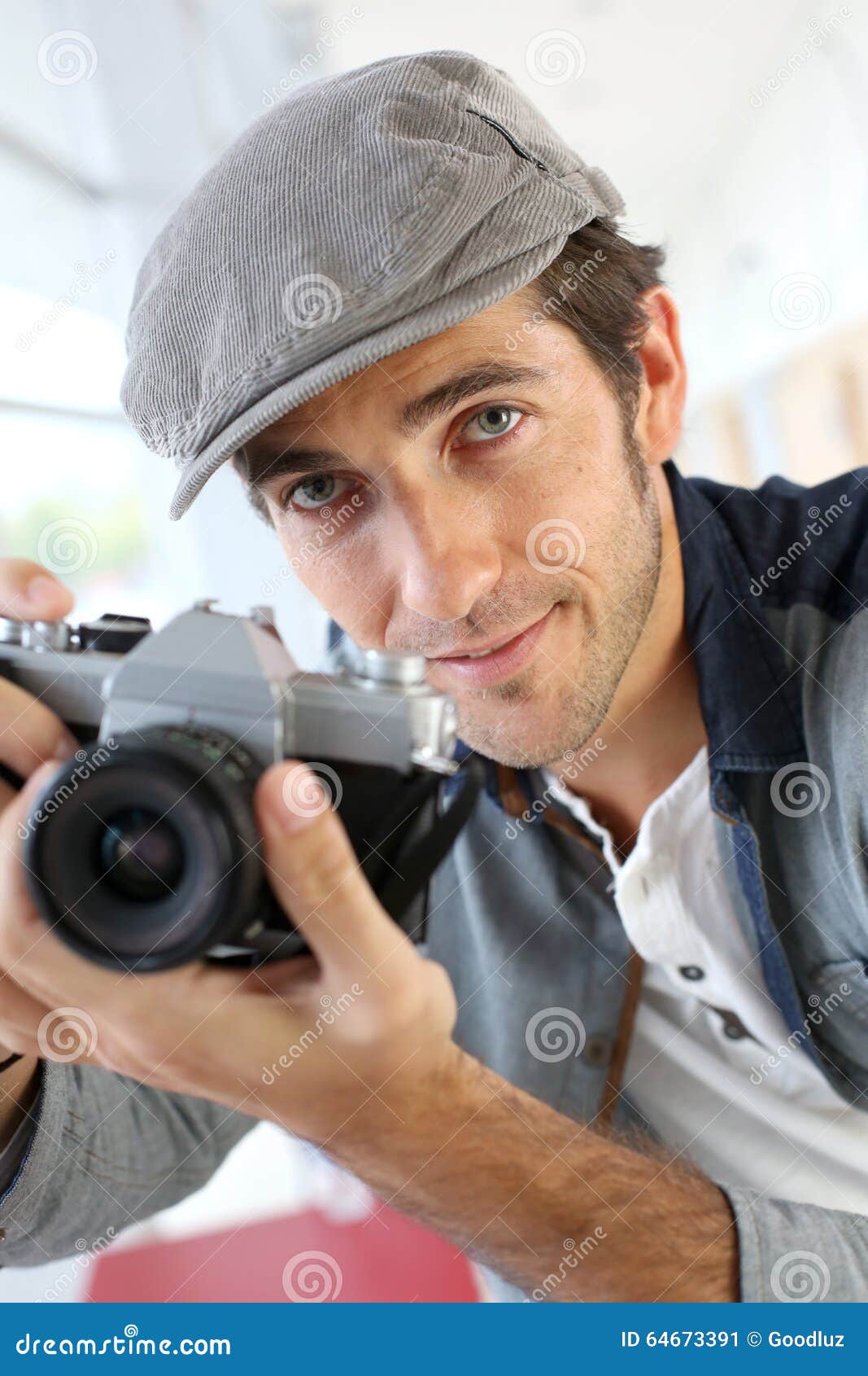 Portrait of Young Trendy Photographer Stock Image - Image of camera ...