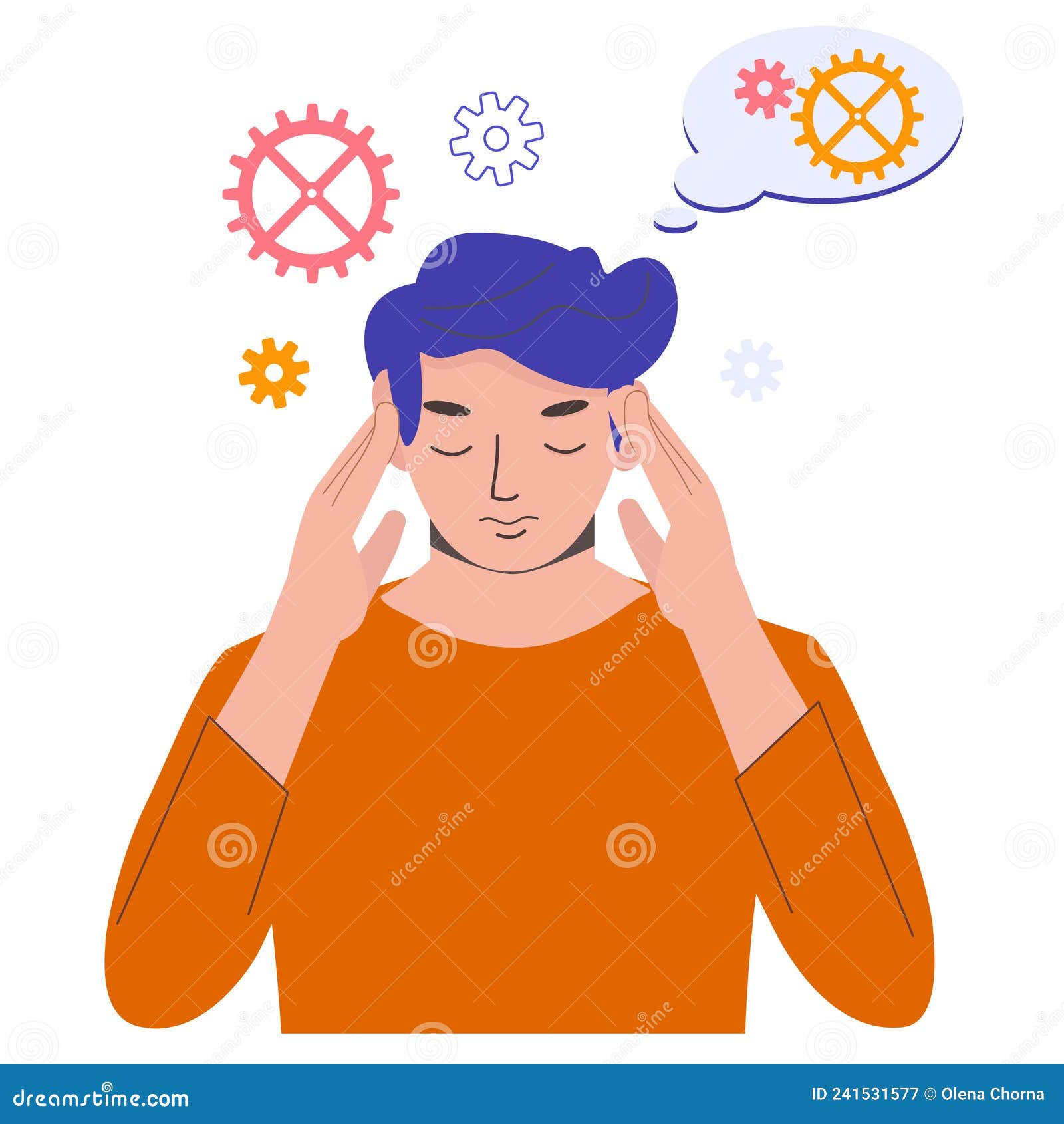 Portrait of Young Troubled Man. Boy with Think Bubble. People Thinking ...