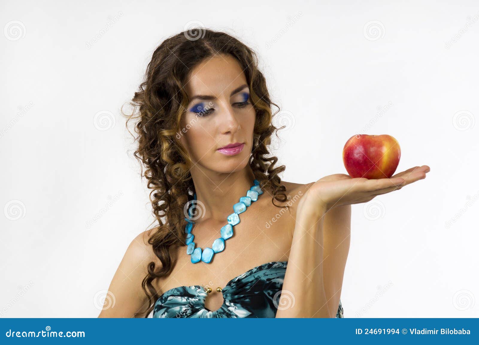 Portrait of a Young Woman with an Apple Stock Photo - Image of portrait ...