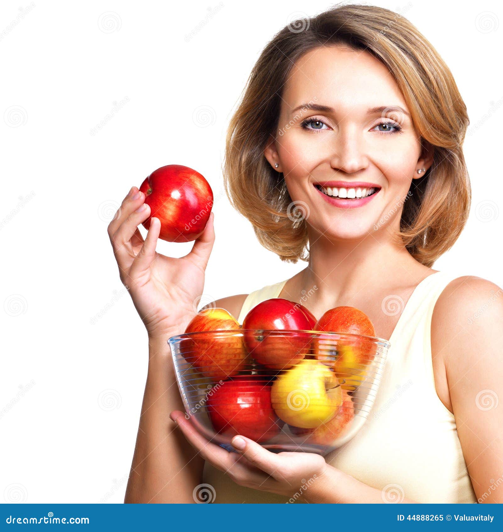 Portrait of a Young Woman with Apples. Stock Image - Image of person ...