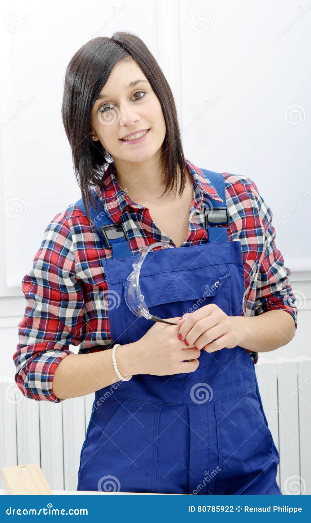Portrait of Young Woman Apprentice Stock Photo - Image of standing ...