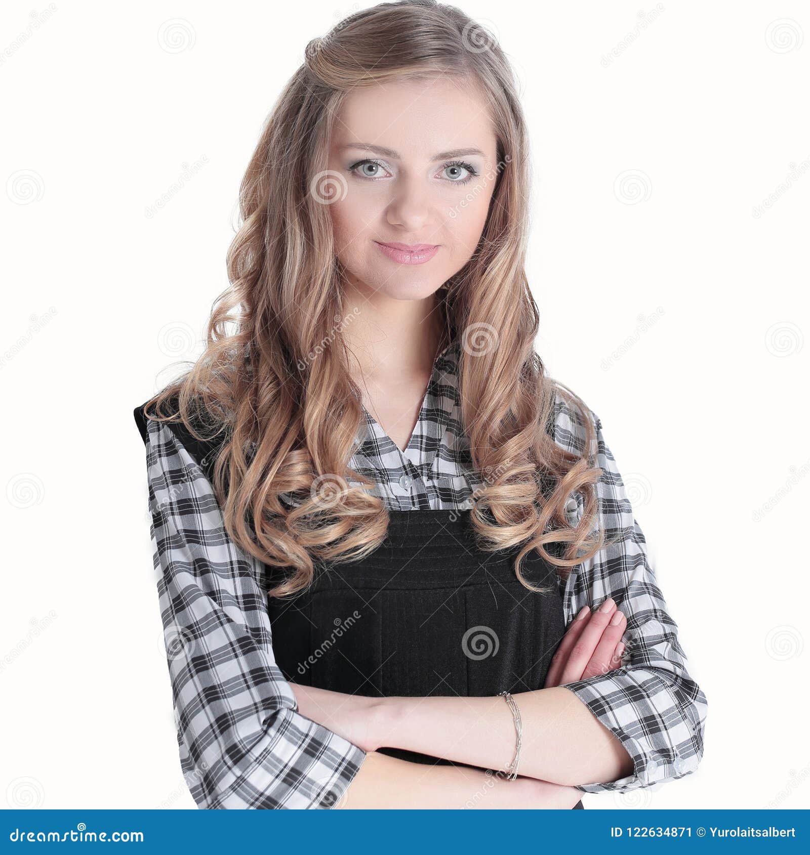 Portrait of a Young Woman Assistant .isolated on White Stock Image ...