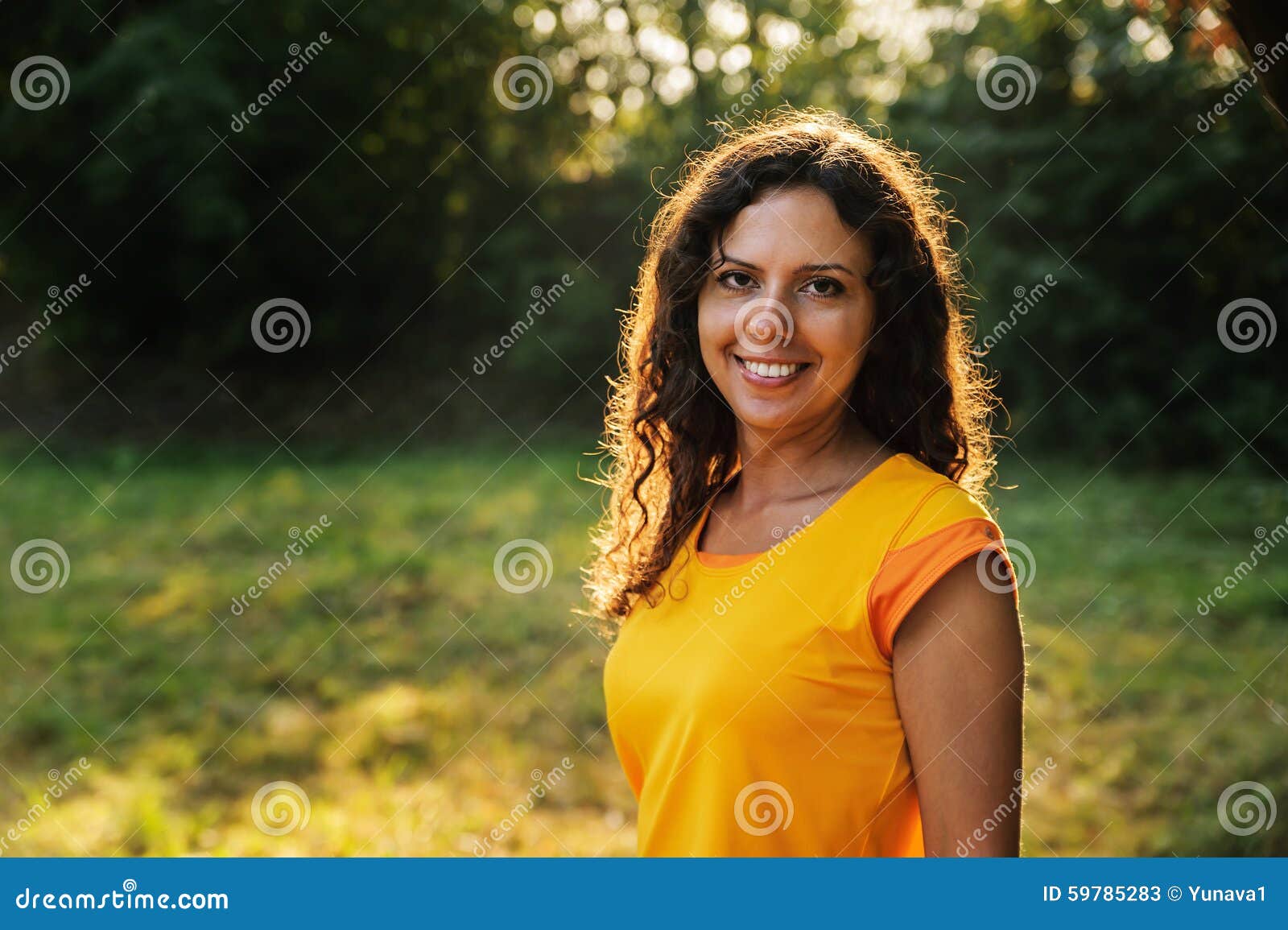 Portrait of a Young Woman in Backlight. Stock Image - Image of beauty ...