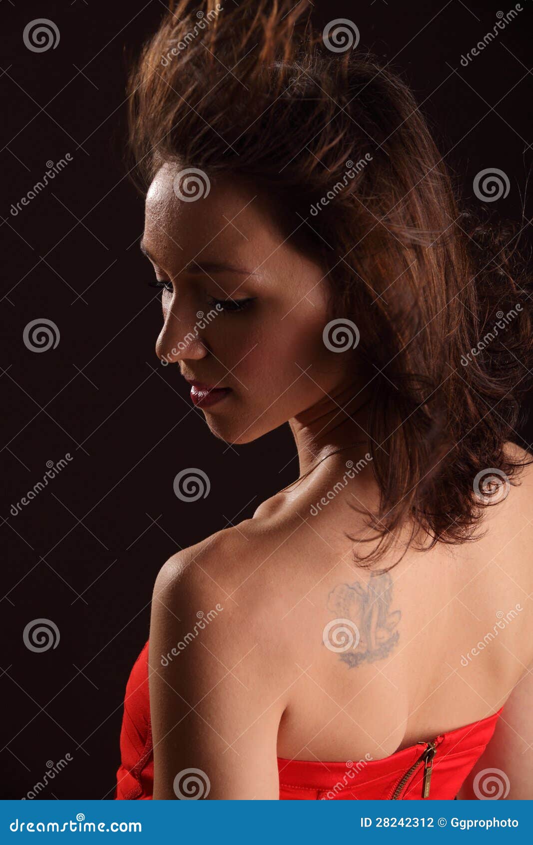Portrait of a Young Woman from Behind Stock Photo - Image of bare ...