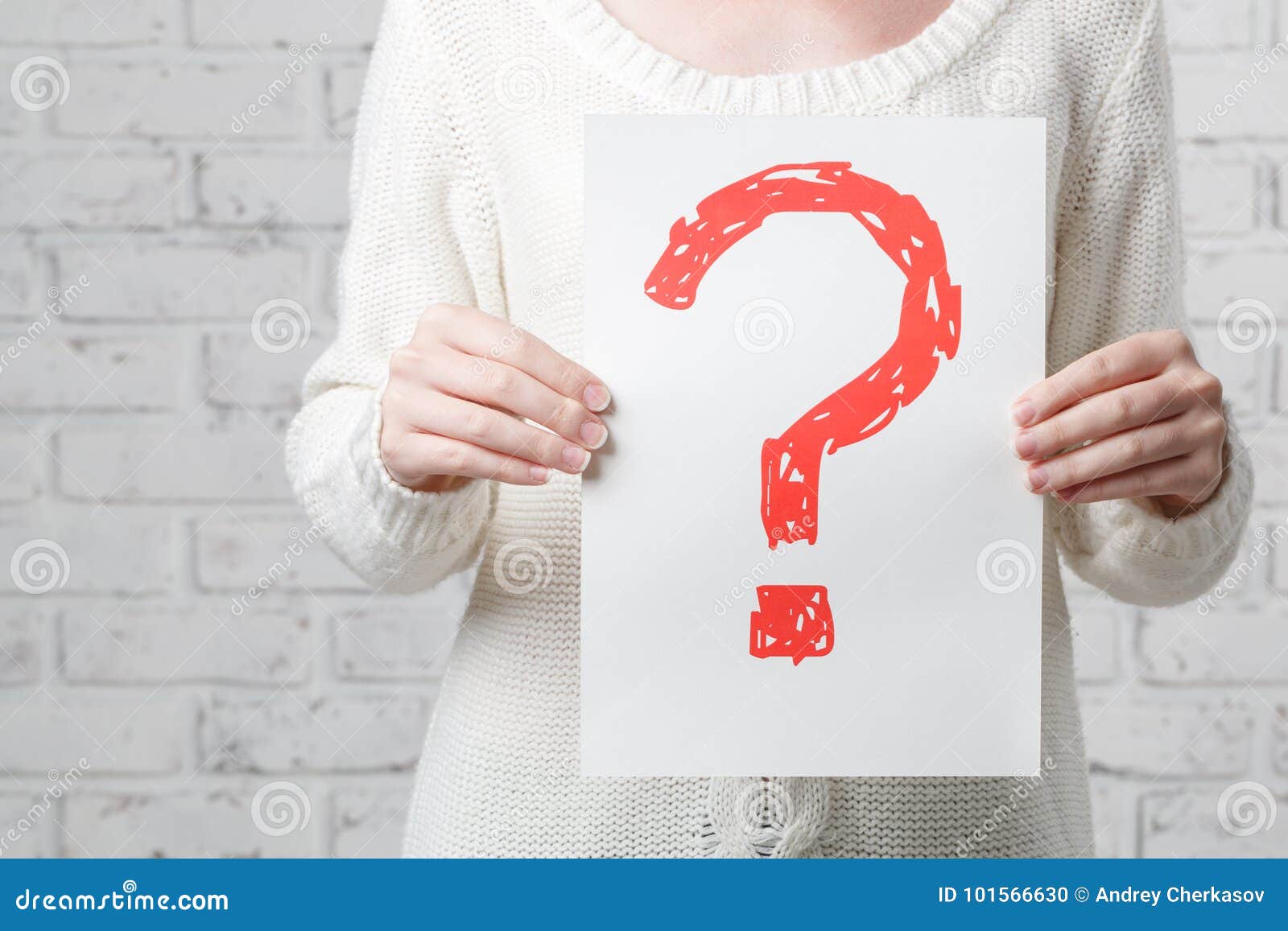 Portrait Young Woman with Board Question Mark Sign Stock Photo - Image ...