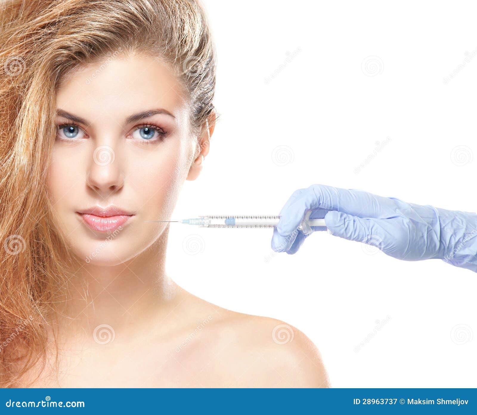 Portrait of a Young Woman on a Botox Injection Procedure Stock Image ...
