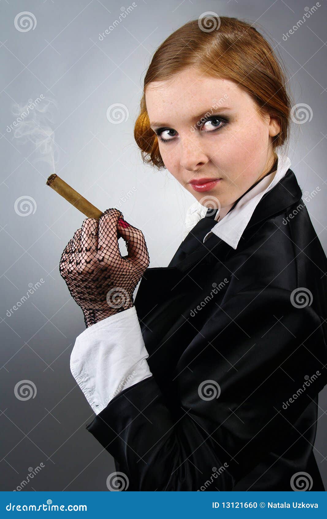 Portrait of the Young Woman with a Cigar Stock Photo - Image of ...