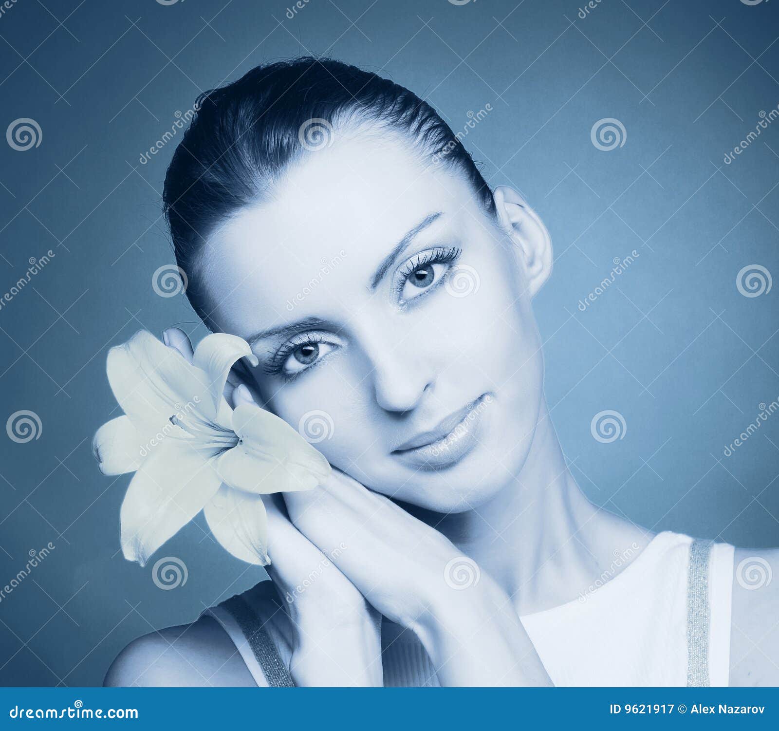 Portrait of Young Woman in Cold Tones Stock Image - Image of people ...