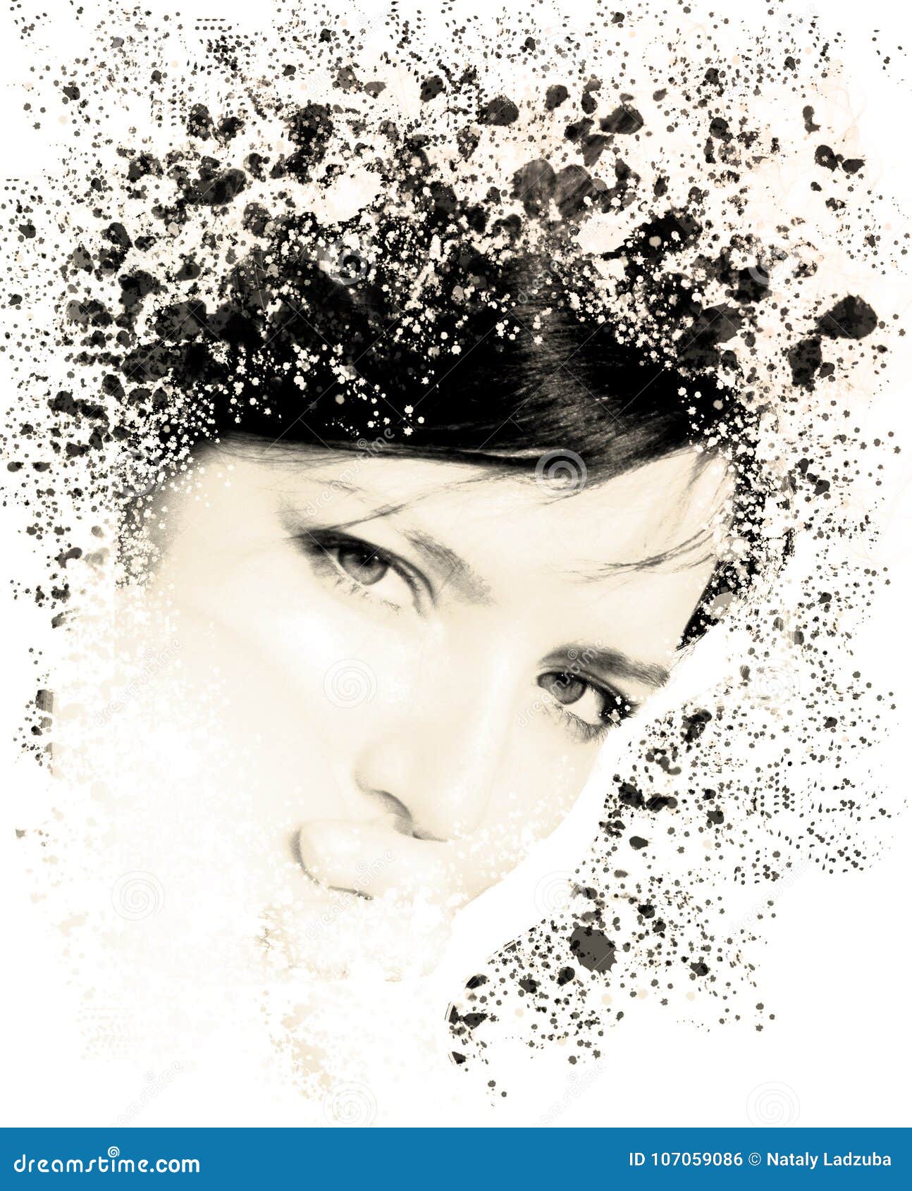 Portrait of a Young Woman with a Decay Effect Stock Photo - Image of ...