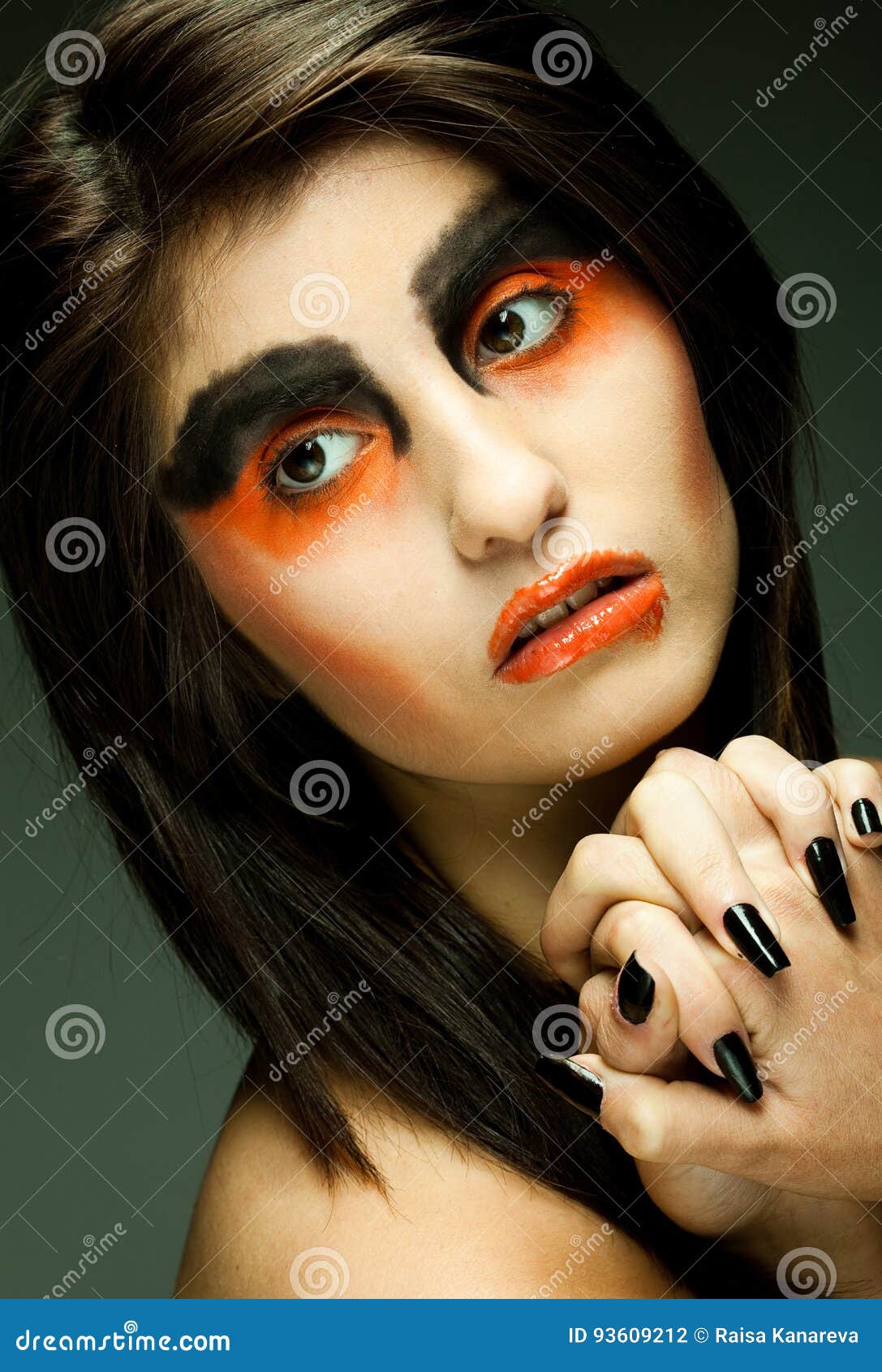 Portrait Young Woman in Depression. Creative Make-up Stock Photo ...