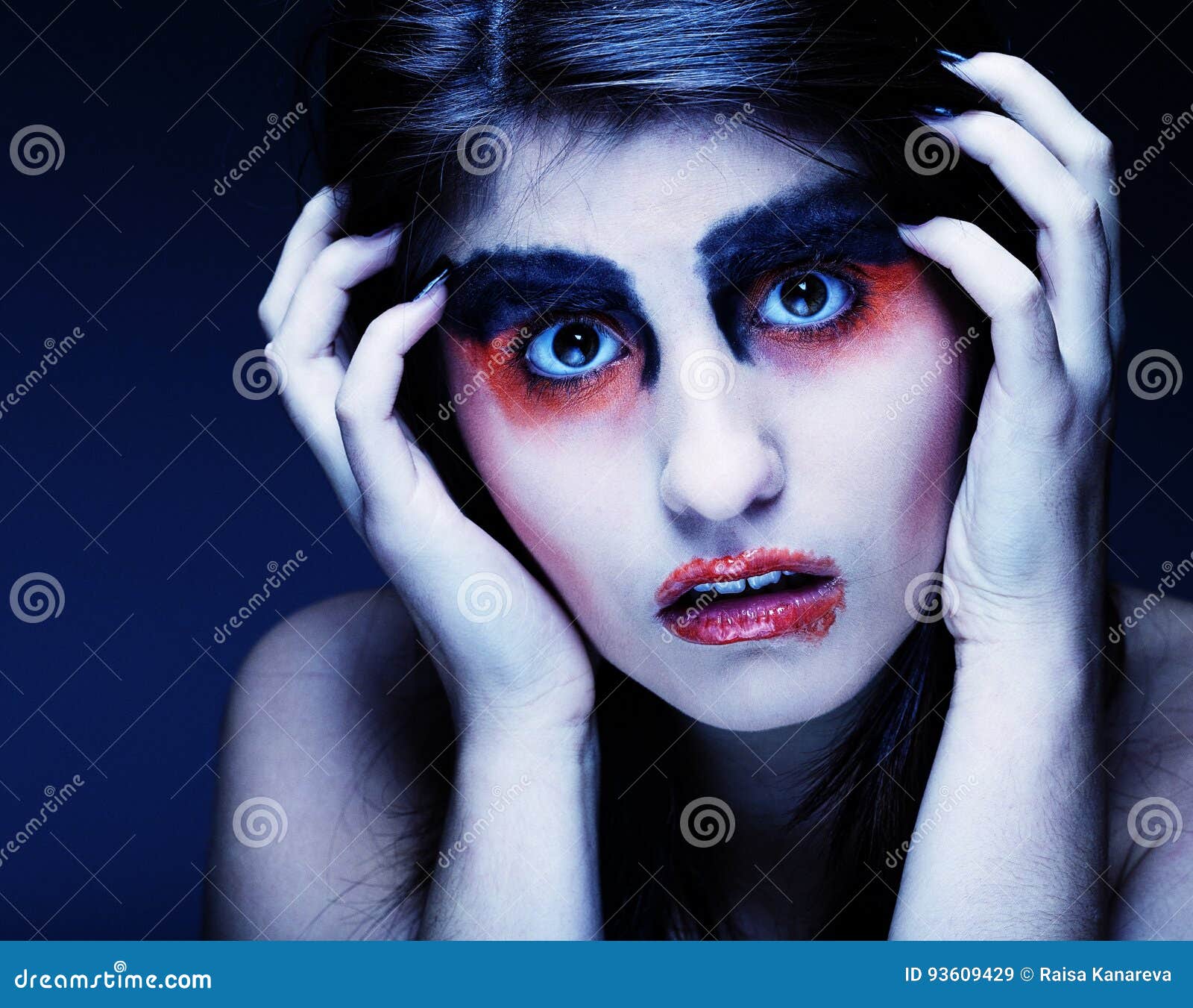 Portrait Young Woman in Depression. Creative Make-up Stock Image ...