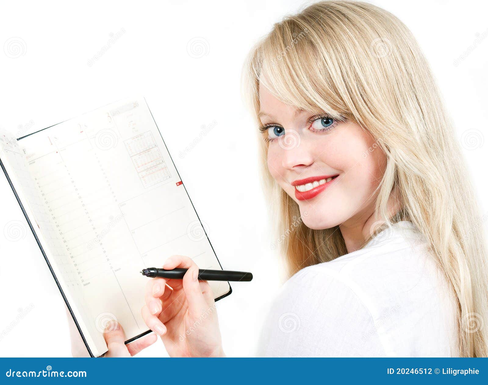 Portrait of Young Woman with Diary Stock Photo - Image of colleague ...