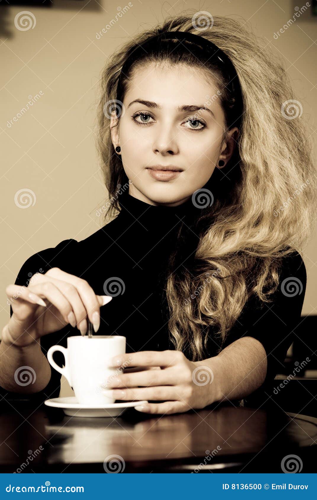 Portrait of Young Woman Drinking Coffee Stock Photo - Image of drink ...