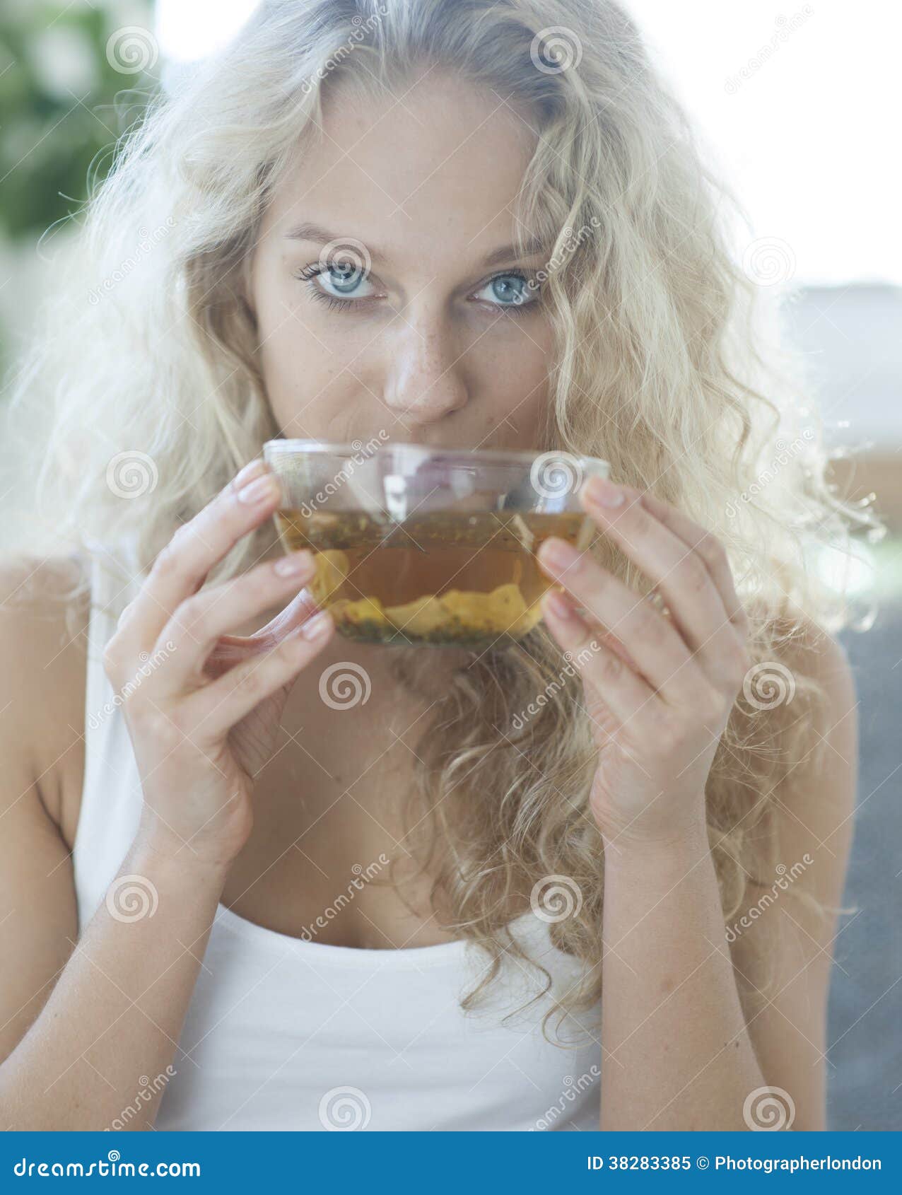 Portrait of Young Woman Drinking Herbal Tea Stock Image - Image of ...
