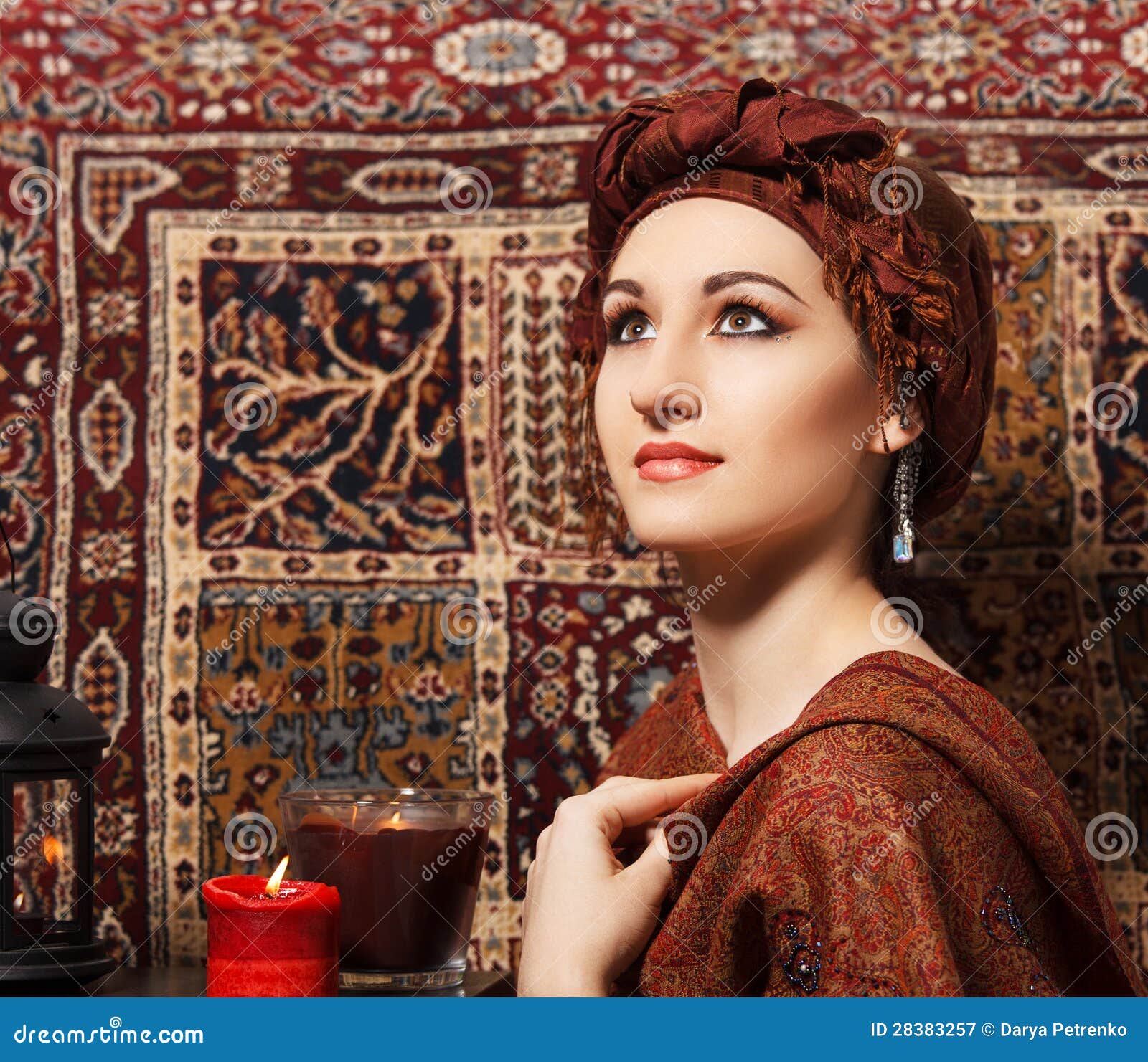 Portrait of a Young Woman in Eastern Style Stock Image - Image of ...