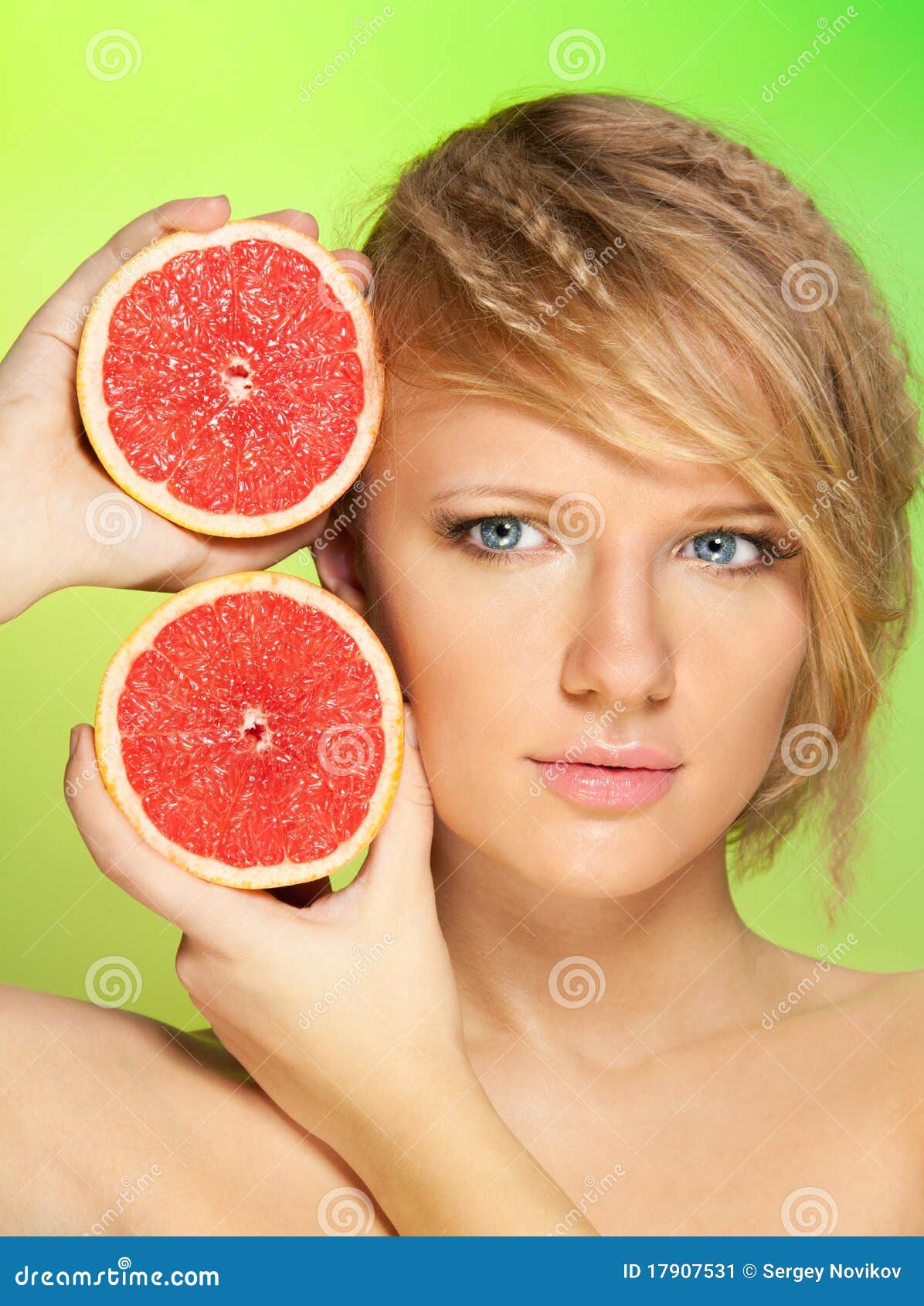 Portrait of Young Woman with Grapefruit Stock Image - Image of fresh ...