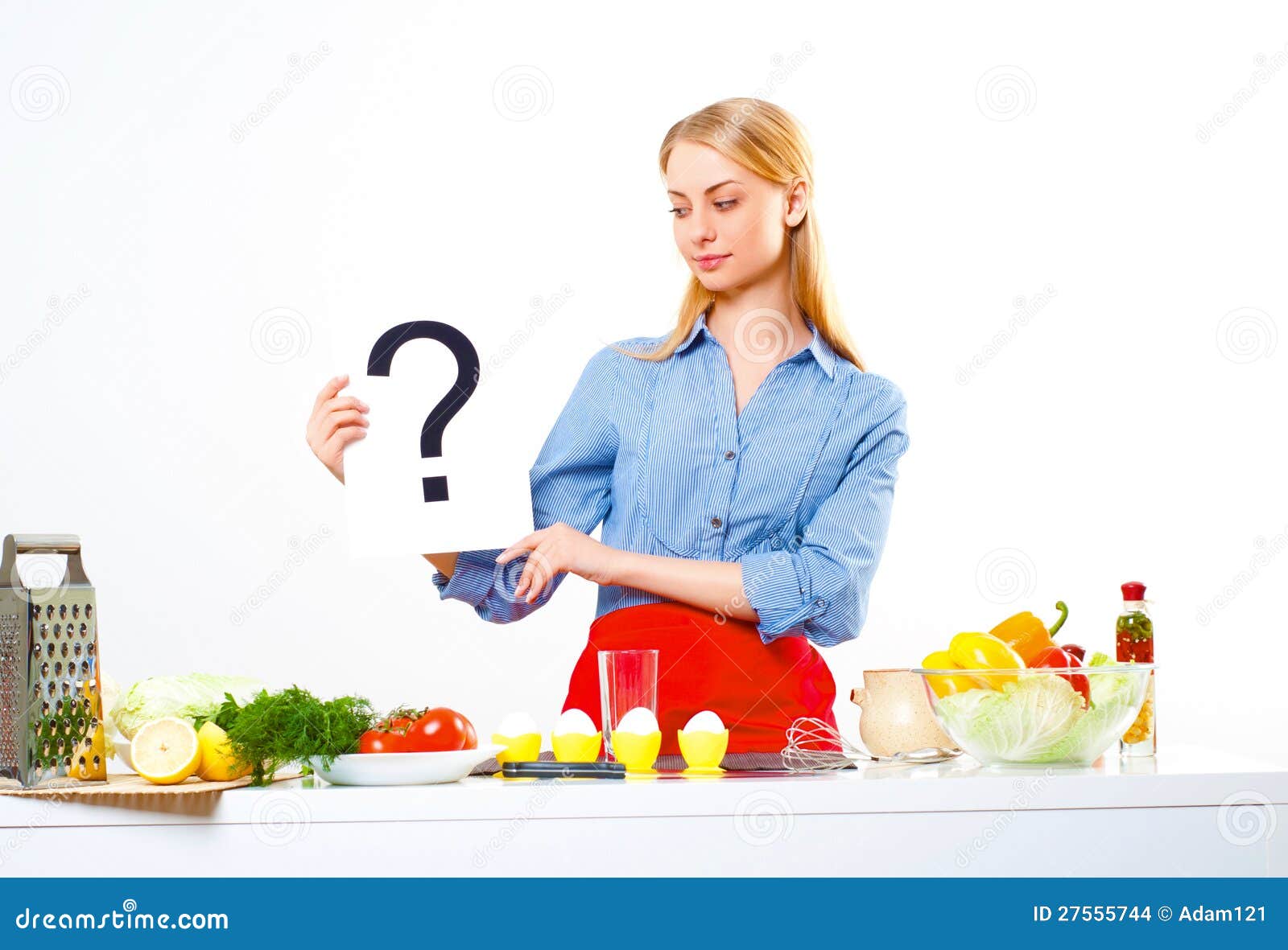 Portrait of a Young Woman, Hold Question Mark Stock Photo - Image of ...