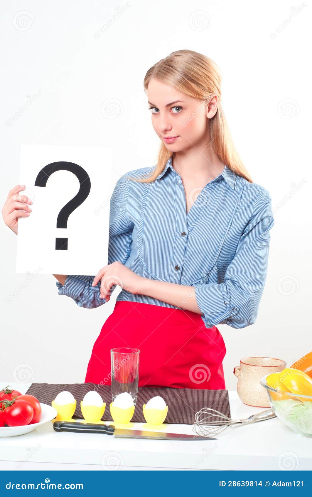 Portrait of a Young Woman, Hold Question Mark Stock Photo - Image of ...