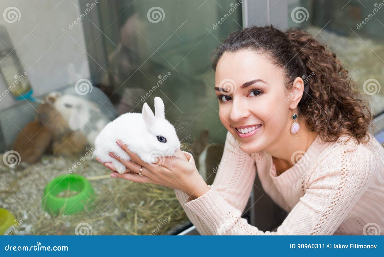 Portrait of Young Woman Holding Rabbit Stock Image - Image of mammal ...