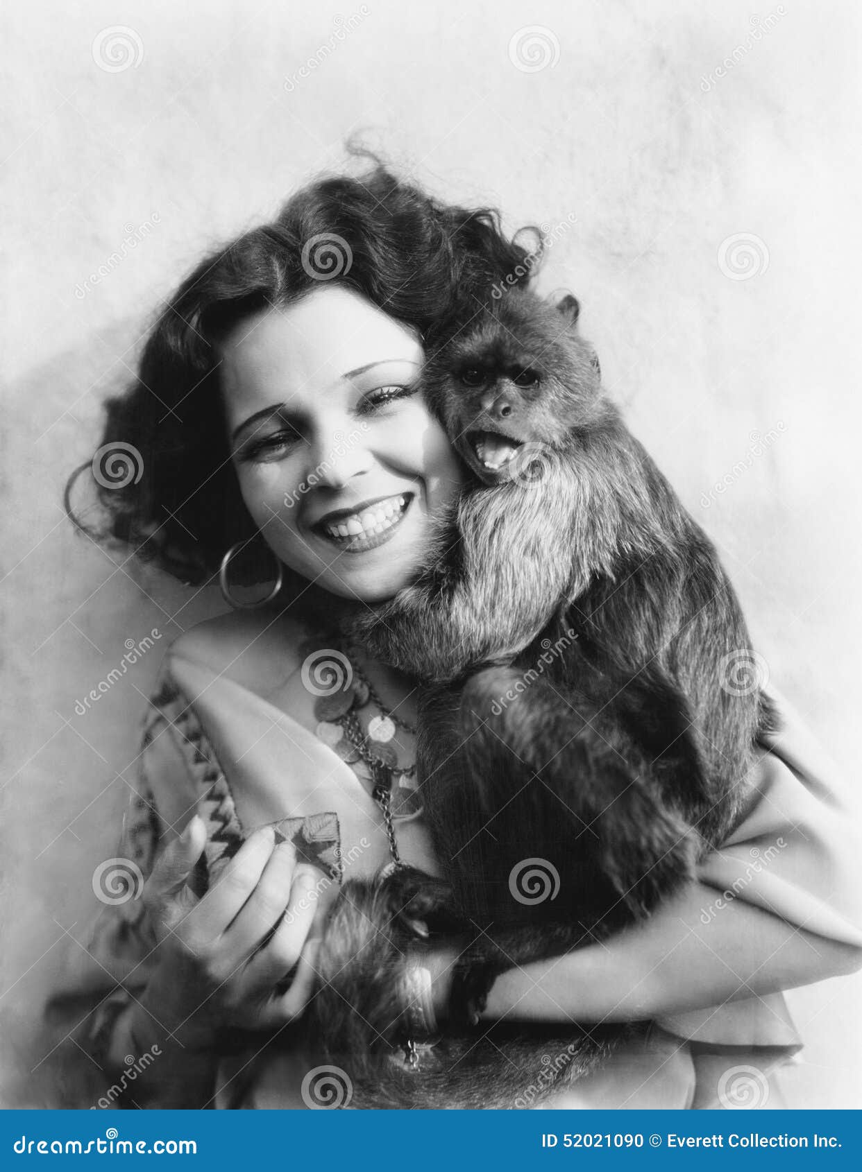 Portrait of a Young Woman Hugging Her Monkey Editorial Image - Image of ...