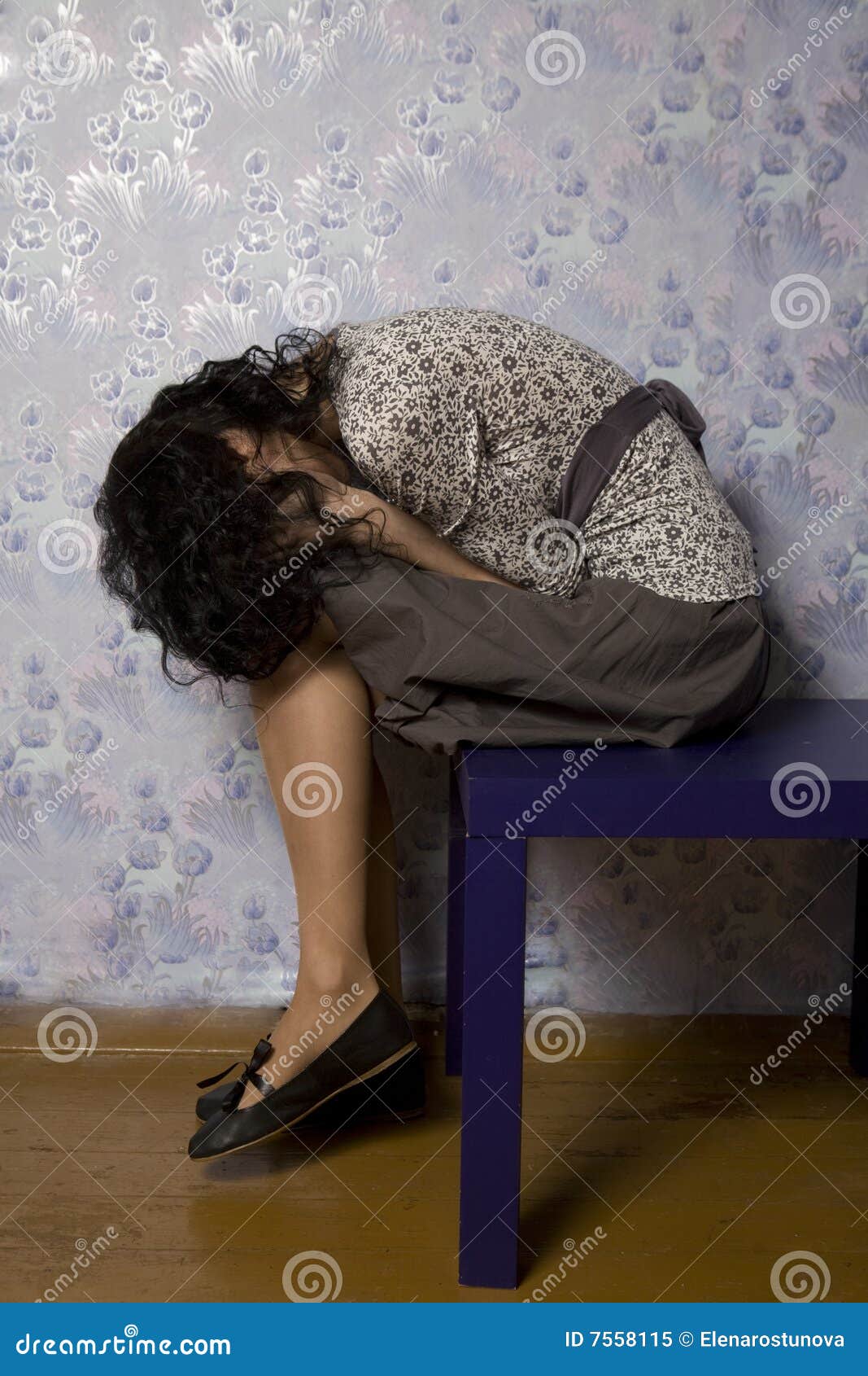 Portrait of Young Woman Looking Depressed Stock Image - Image of head ...