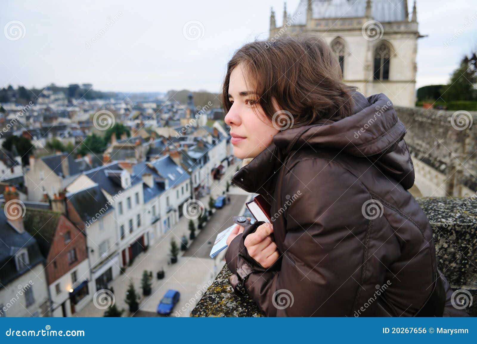 Portrait of Young Woman Looking on Small Town Stock Photo - Image of ...
