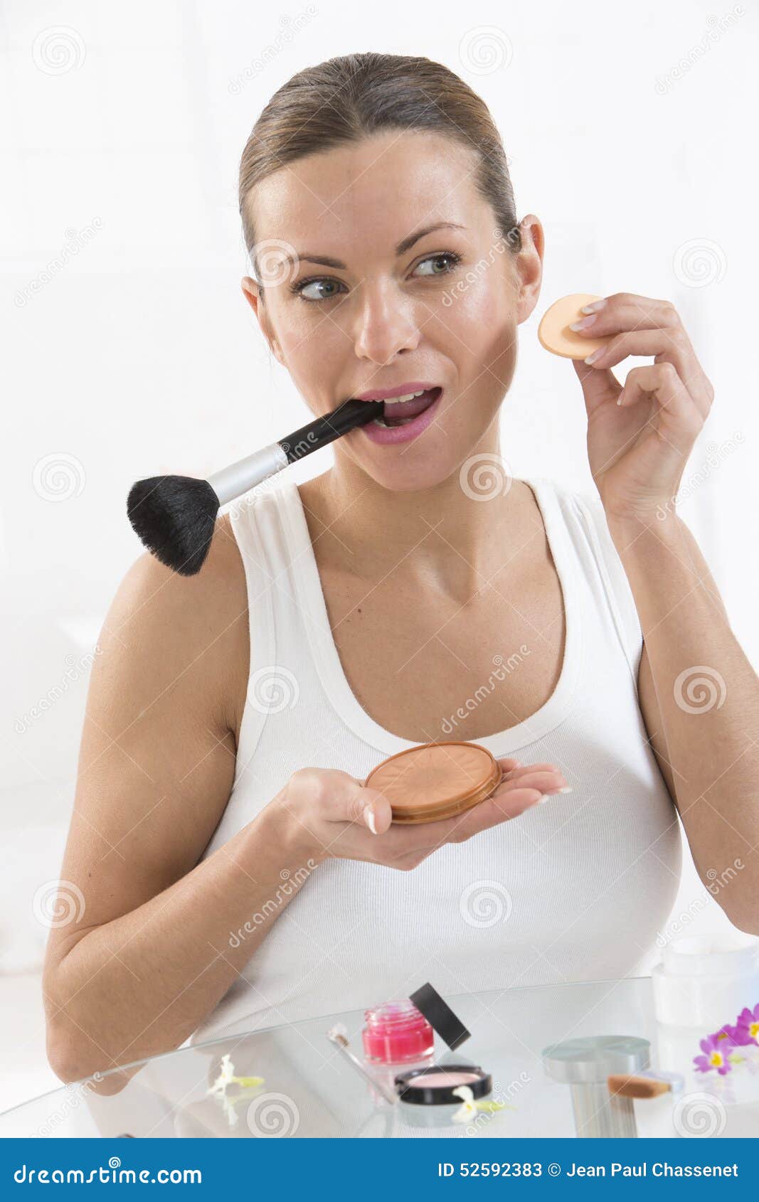 Portrait of a Young Woman Make Up Applying. Stock Image - Image of ...