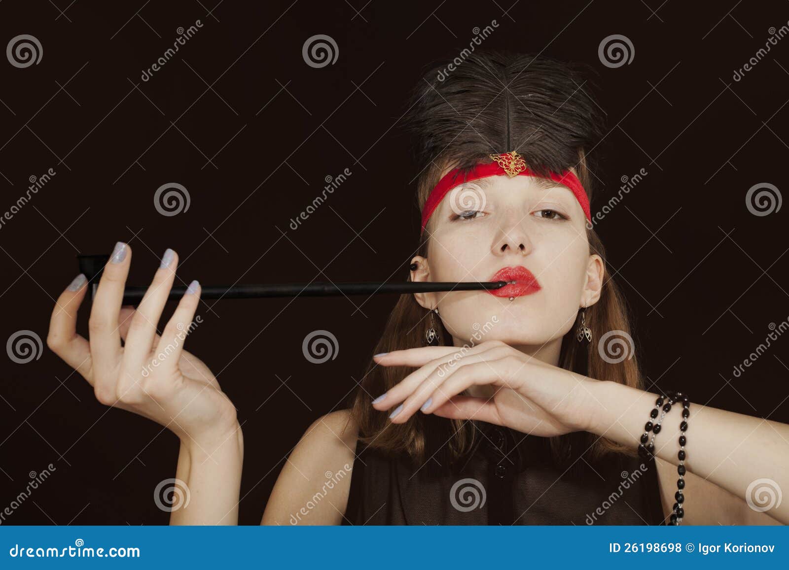 Portrait Of A Young Woman With Opium Pipe Stock Photo - Image of ...