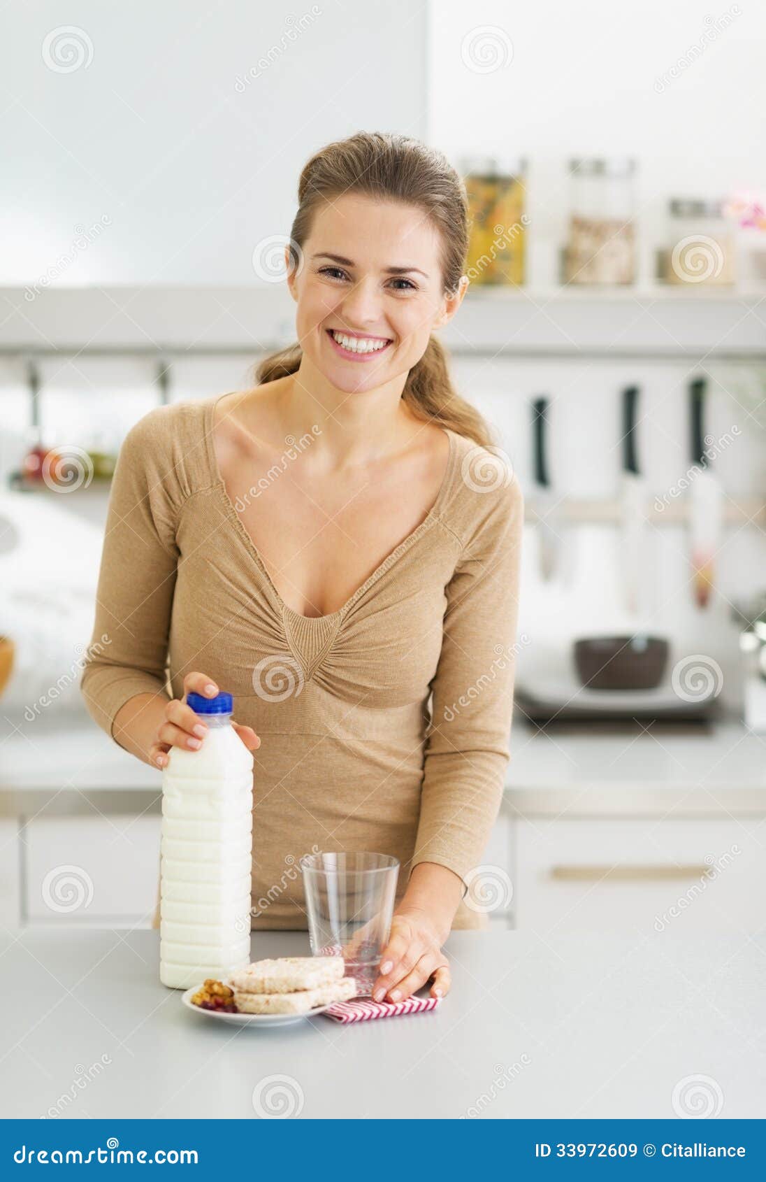 Portrait of Young Woman Ready for Breakfast Stock Image - Image of ...