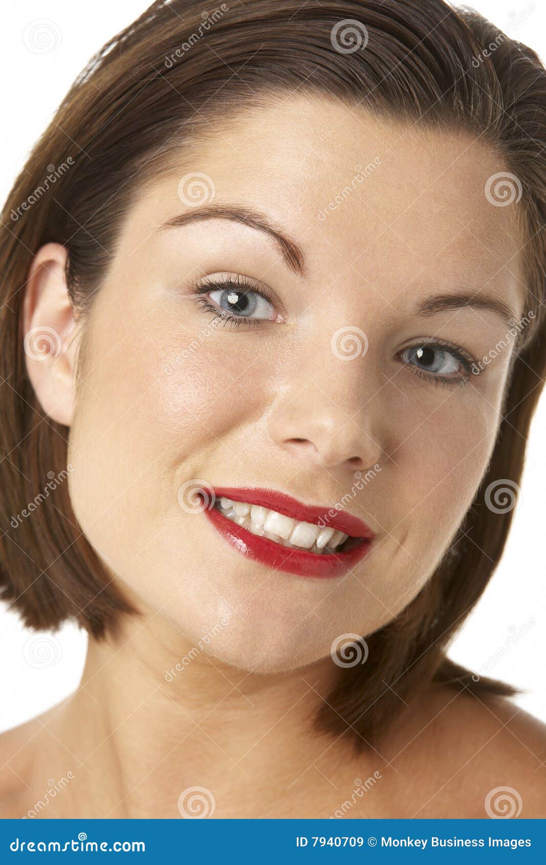 Portrait of Young Woman with Red Lipstick Stock Image - Image of ...