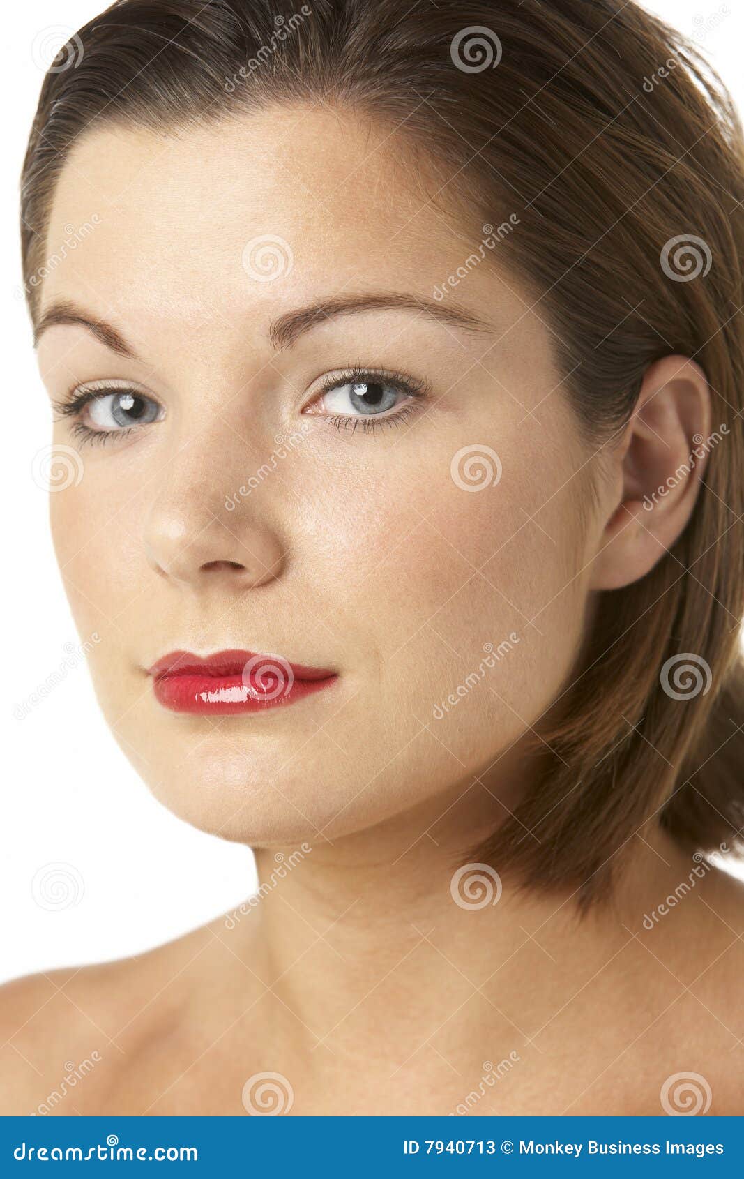 Portrait Of Young Woman With Red Lipstick Stock Image Image Of Adult