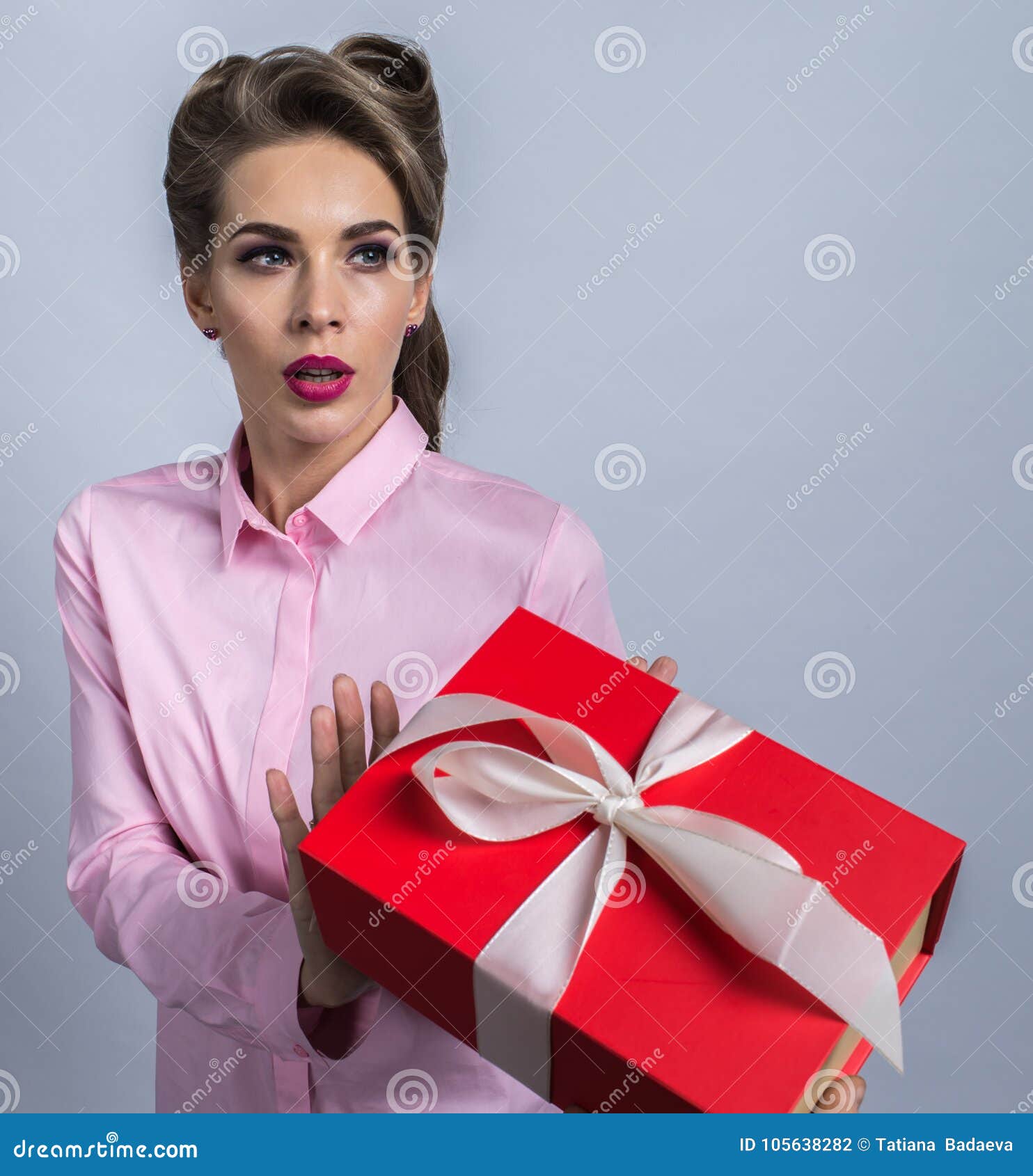 Woman refusing gift stock photo. Image of present, girlfriend - 105638282