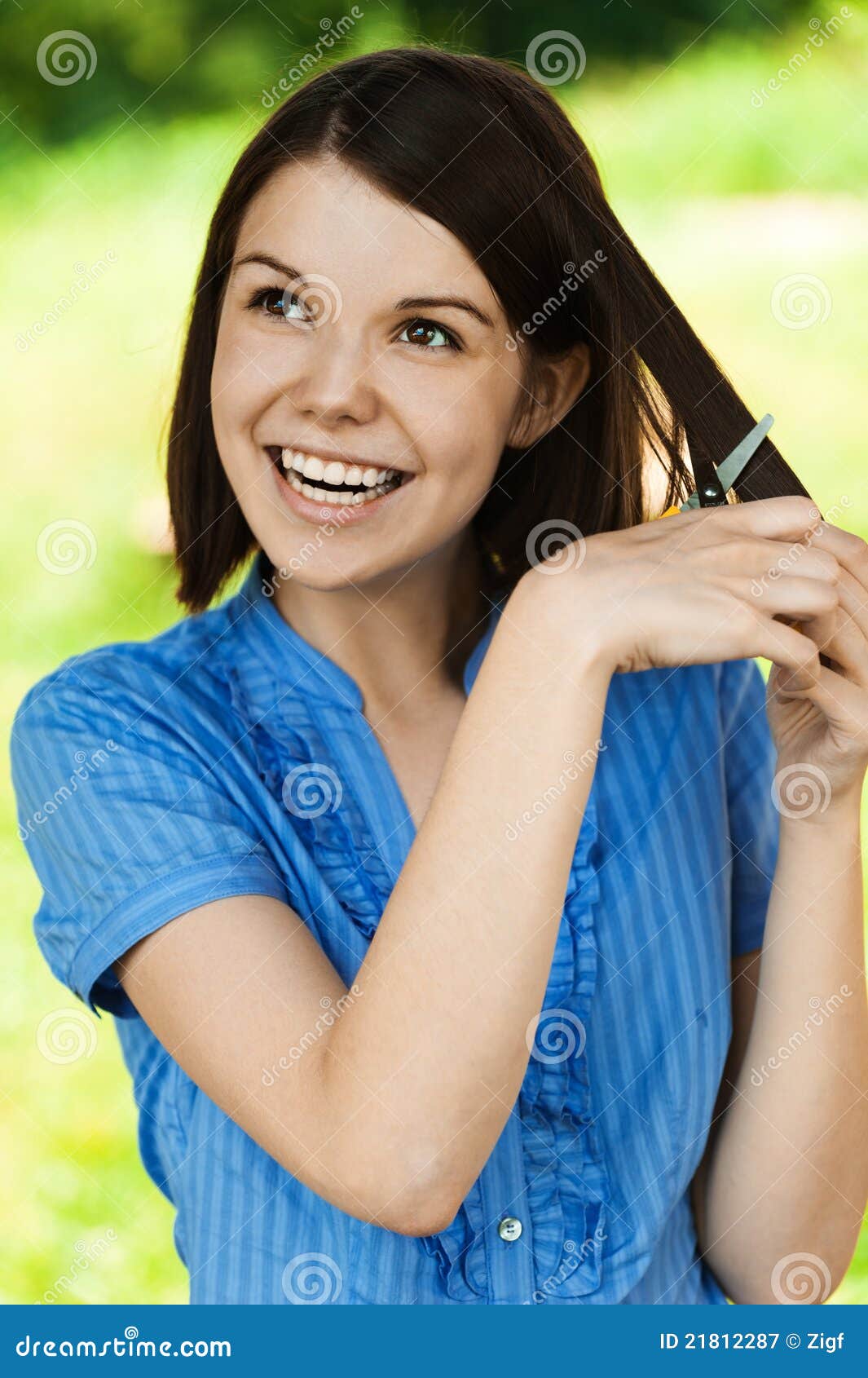 Portrait Young Woman Scissors Stock Image - Image of barber, girl: 21812287