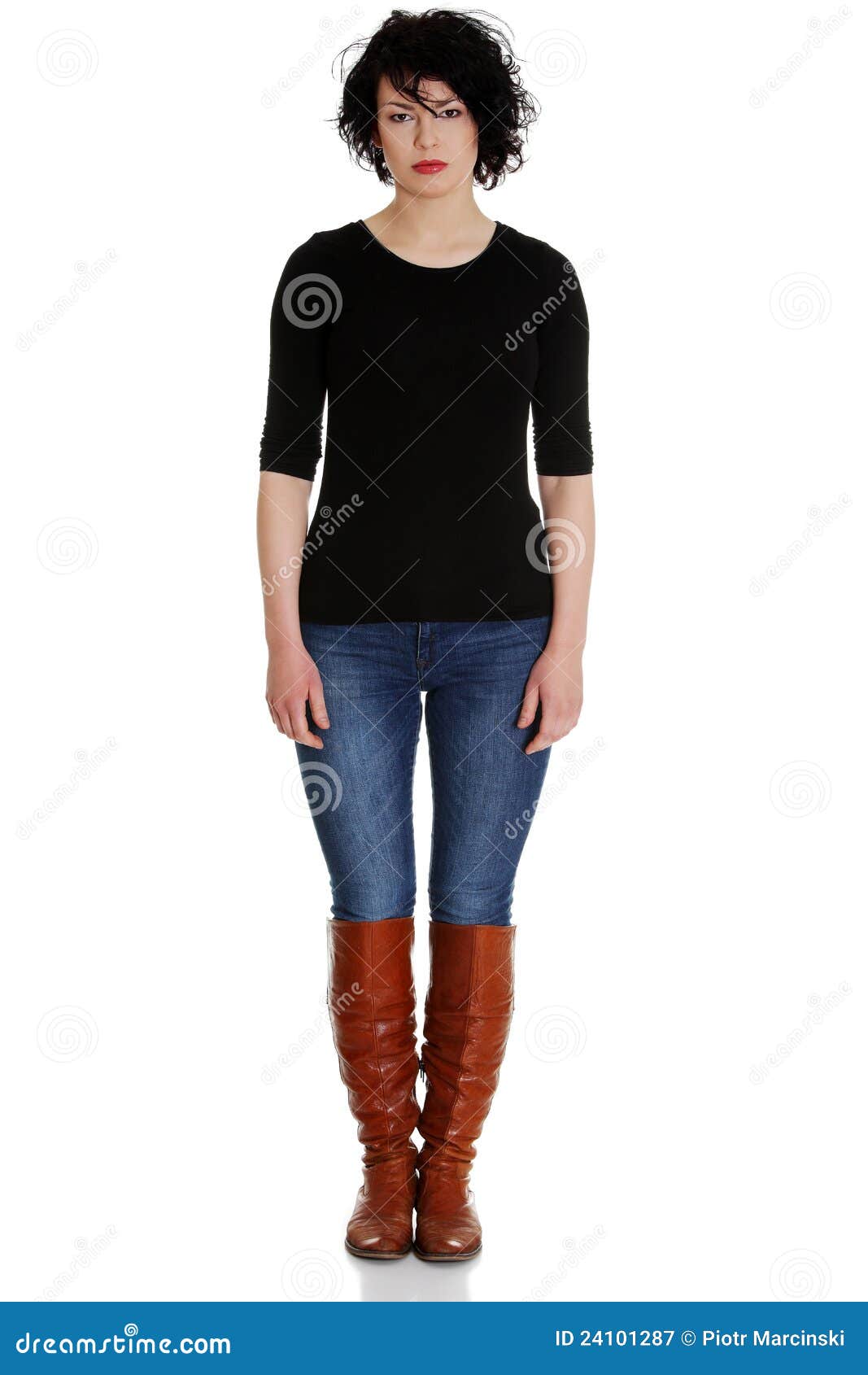 Portrait of a Young Woman Standing. Stock Image - Image of background ...