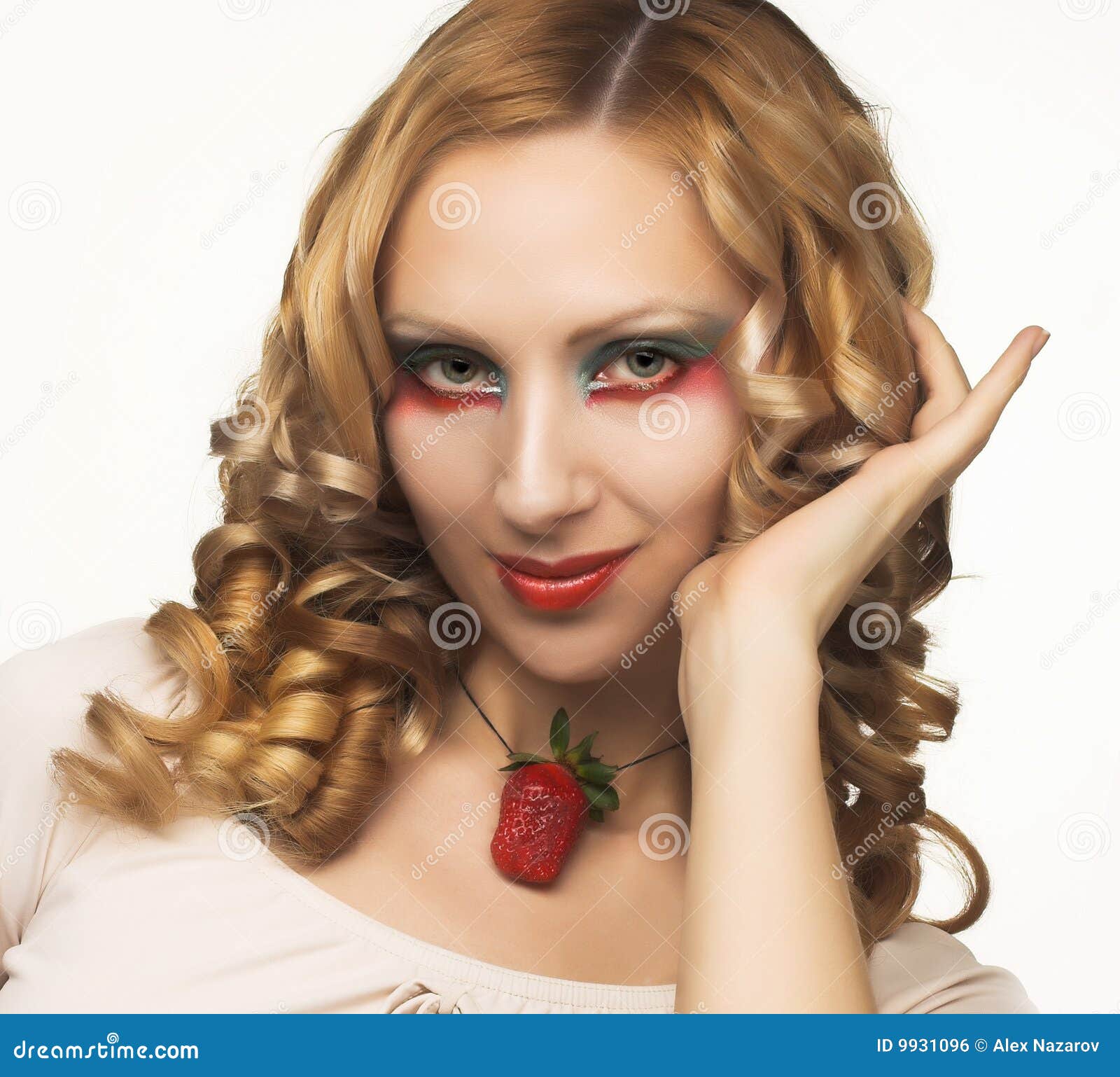 Portrait of Young Woman with Strawberry Stock Photo - Image of hair ...