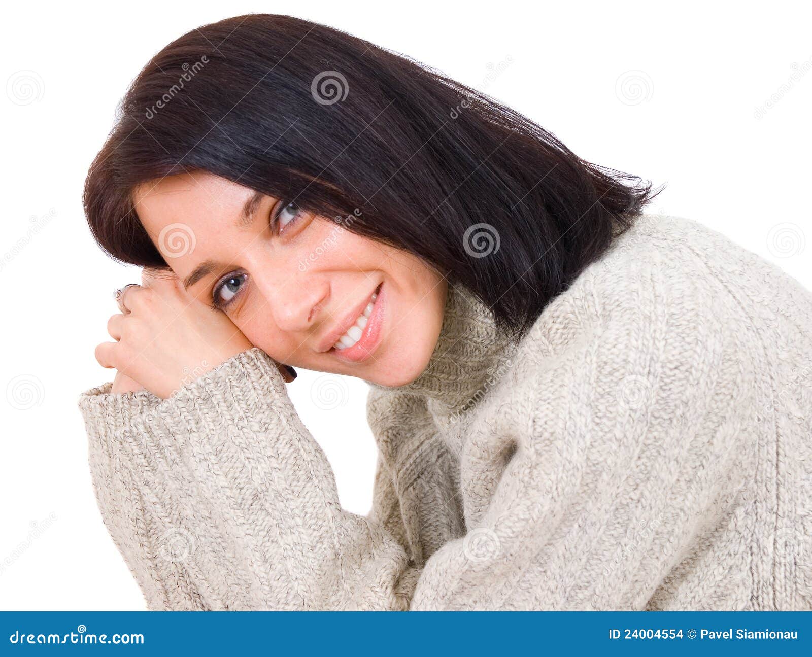 Portrait of Young Woman in Sweater Stock Photo - Image of gentle ...