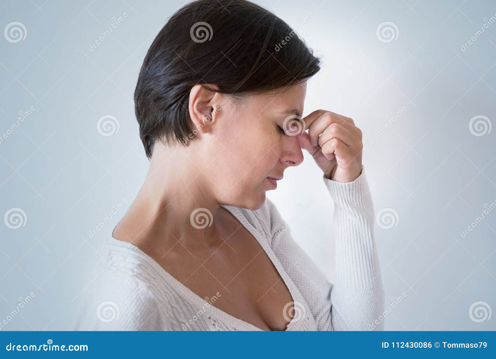 Serious Pensive Woman Face Expression on Background Stock Photo - Image ...