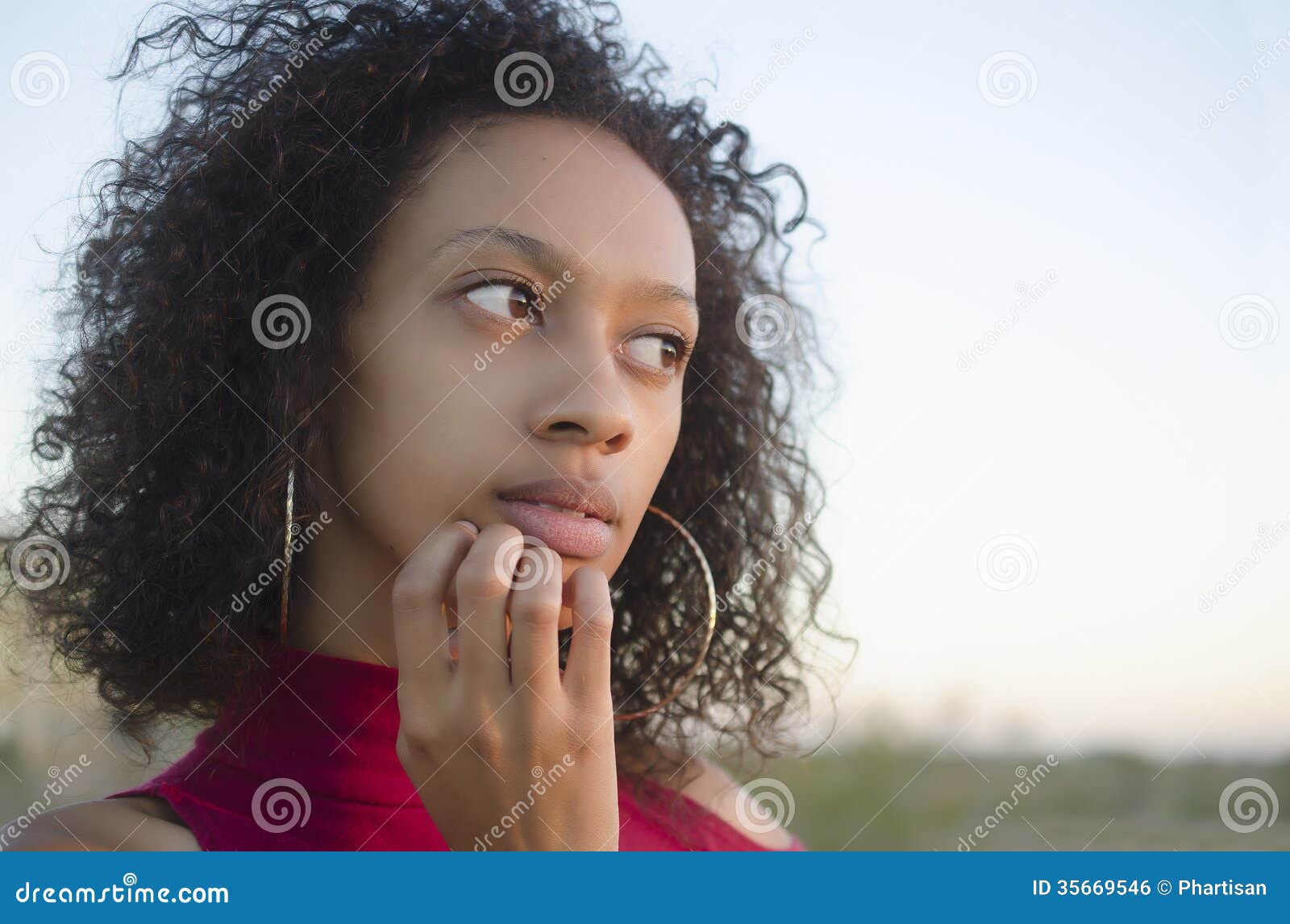 Portrait of Young Woman Thinking Stock Photo - Image of attractive ...