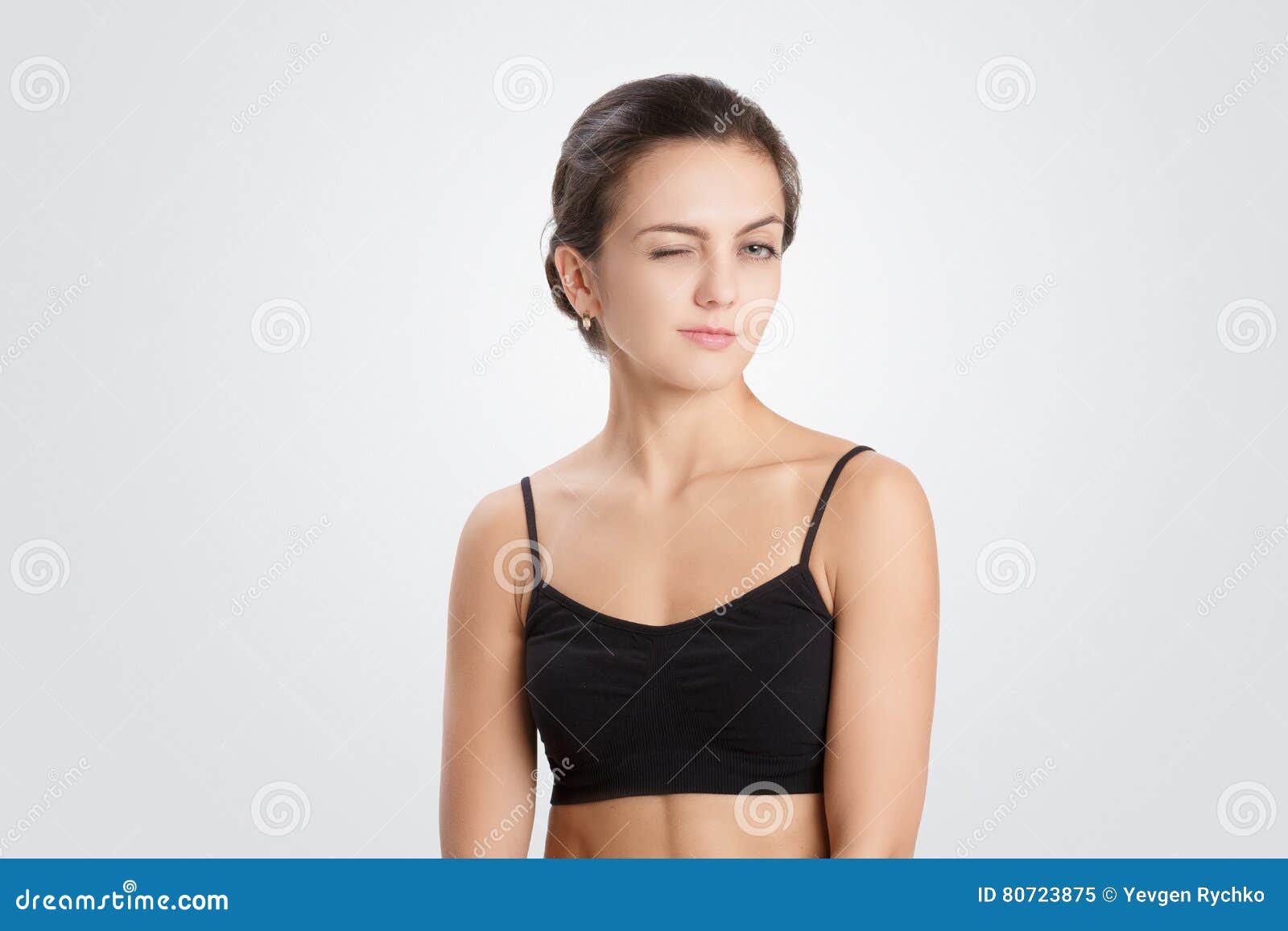 Portrait of a Young Woman Winking Stock Image - Image of female ...