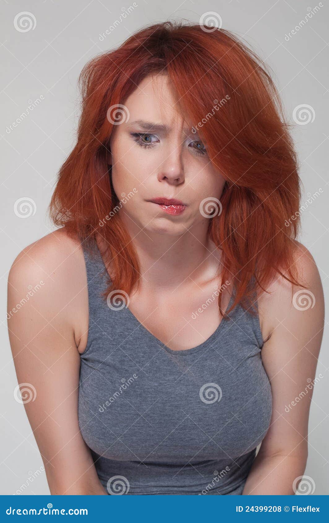 Portrait of Young Worrying Girl Stock Photo - Image of woman, young ...