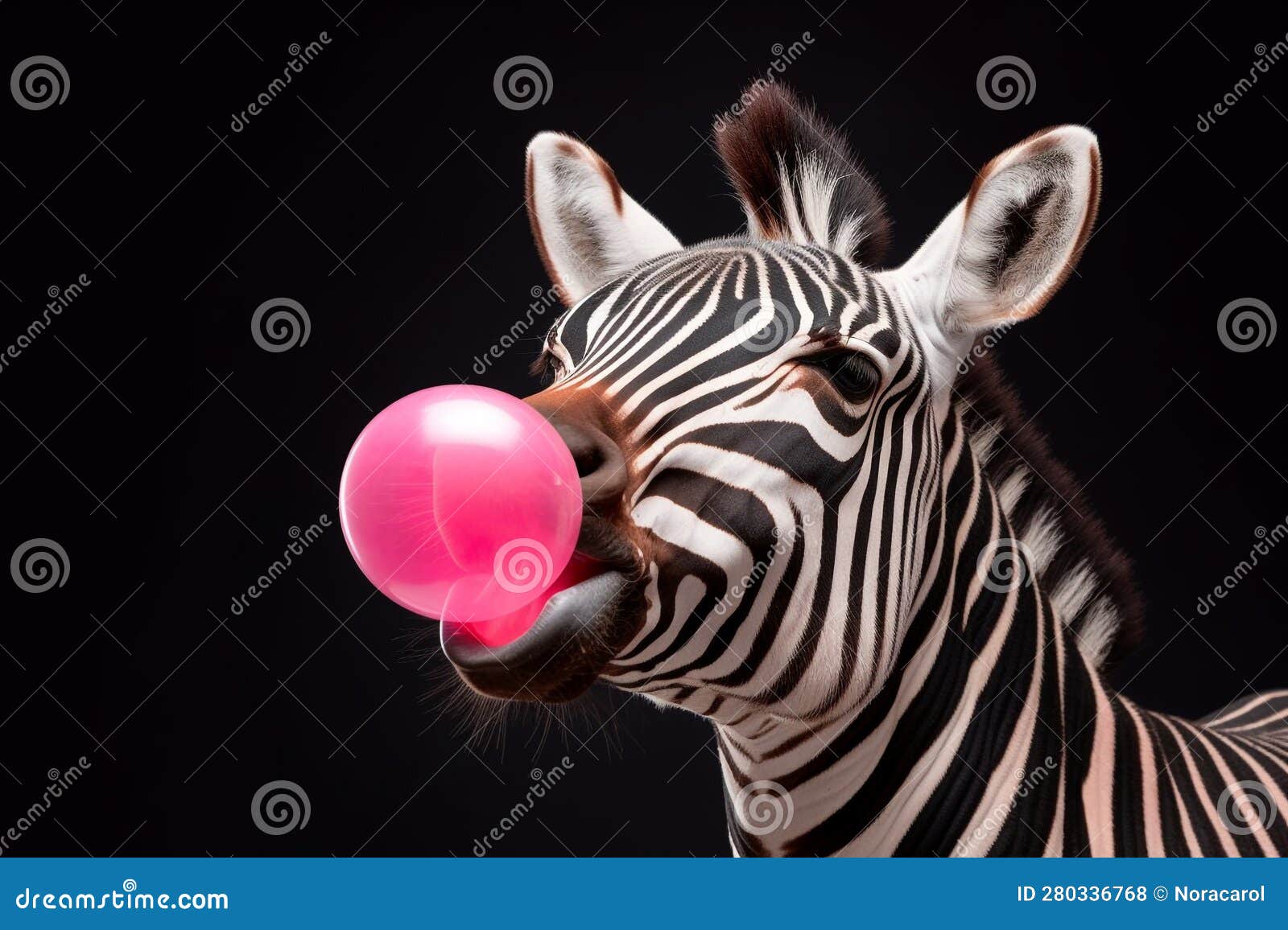 Portrait of Zebra Blowing Bubble Gum Generative AI Stock Illustration ...
