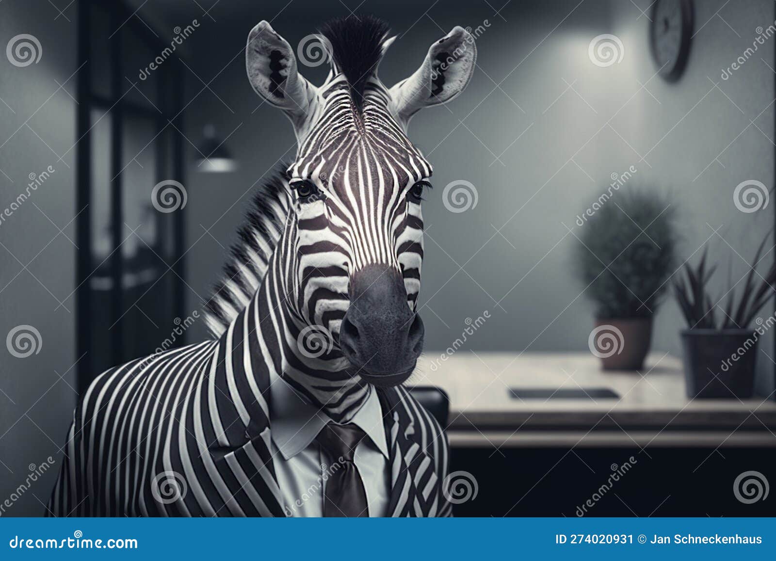 Portrait of a Zebra in a Business Suit, at the Office. Stock ...