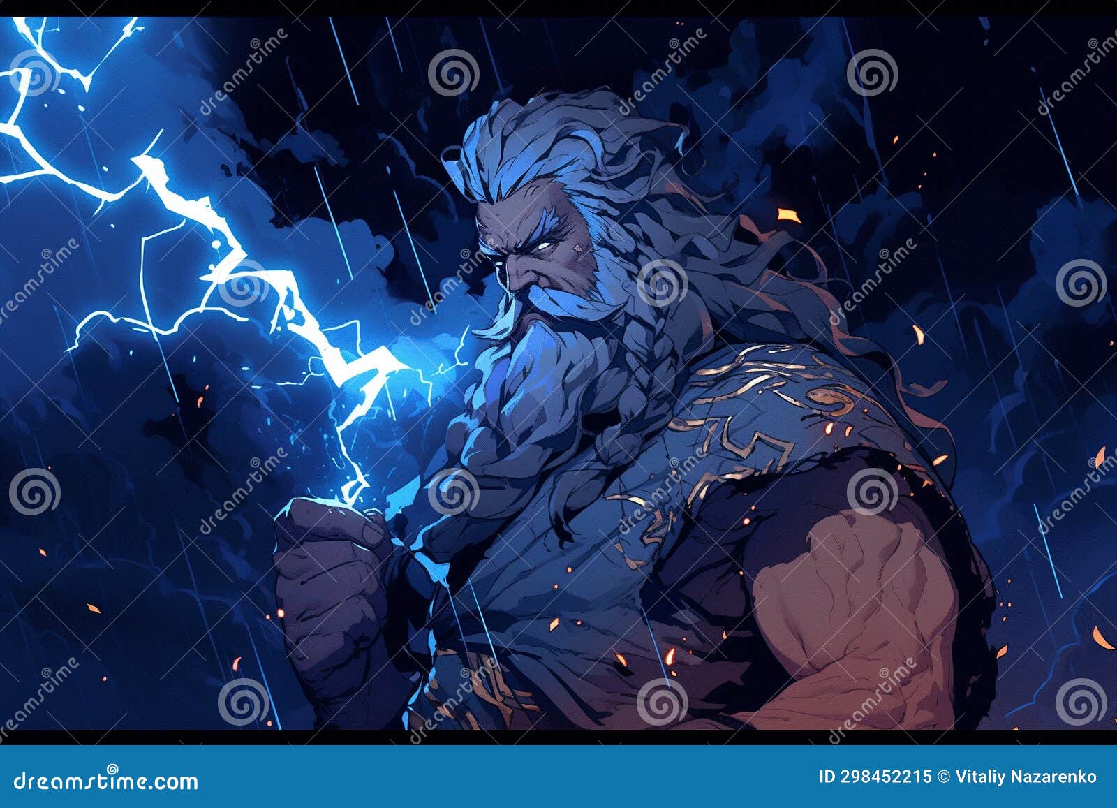 Portrait of Zeus the Thunderer, Cartoon Style Stock Image - Image of ...