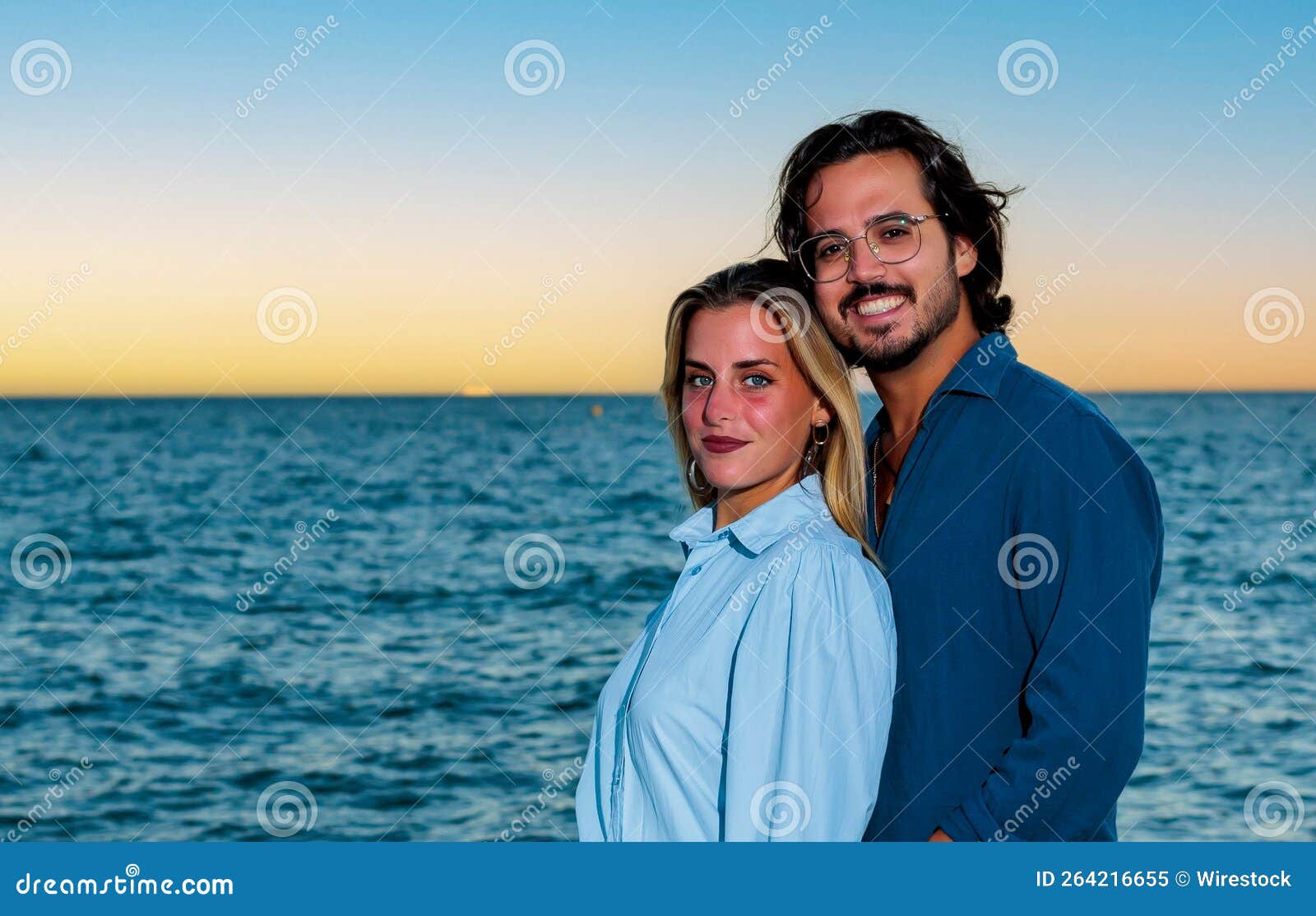 Portraits of a Couple with the Ocean in the Background Stock Image ...