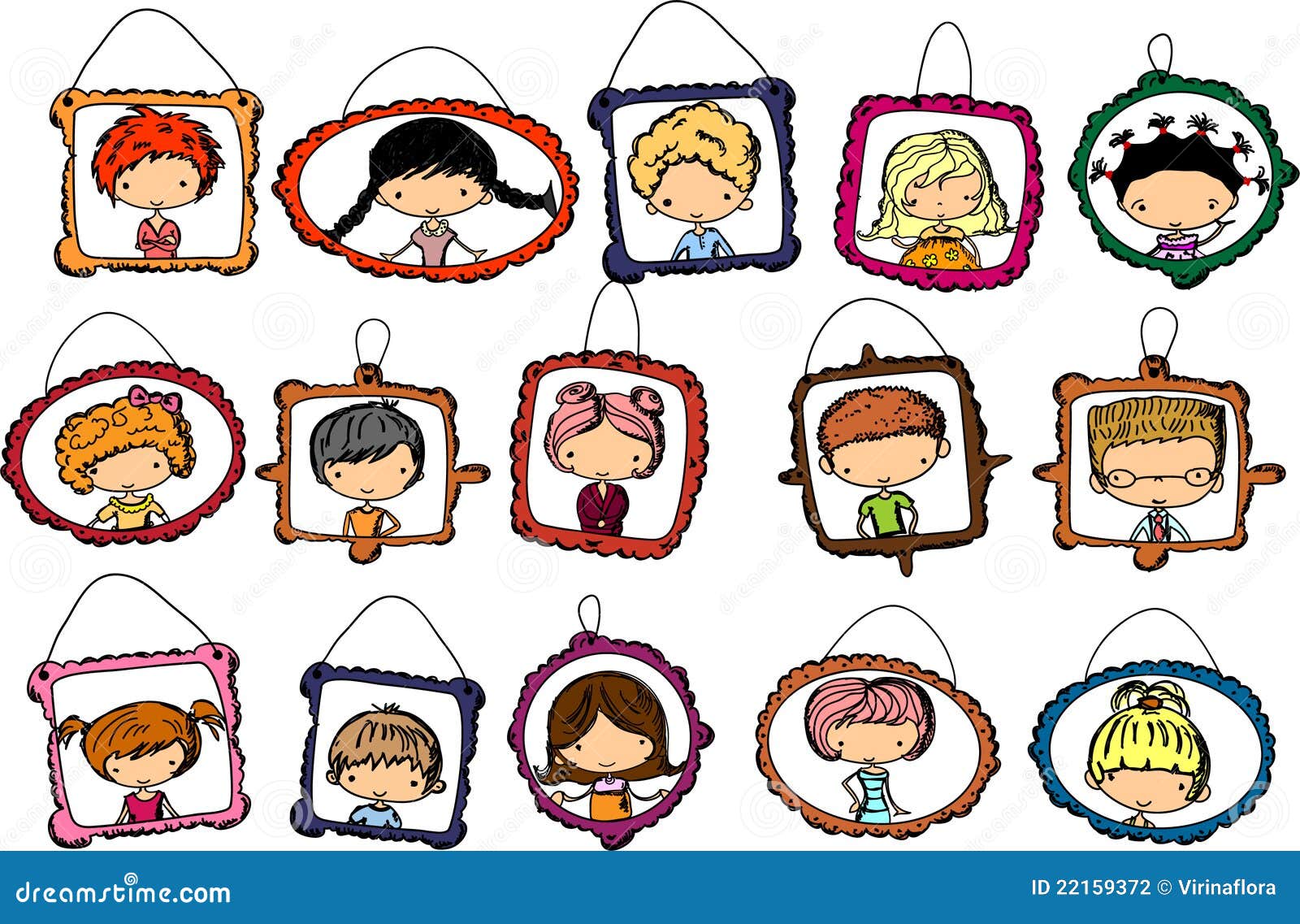 Portraits Of Children In The Frame, Vector | CartoonDealer.com #22159372