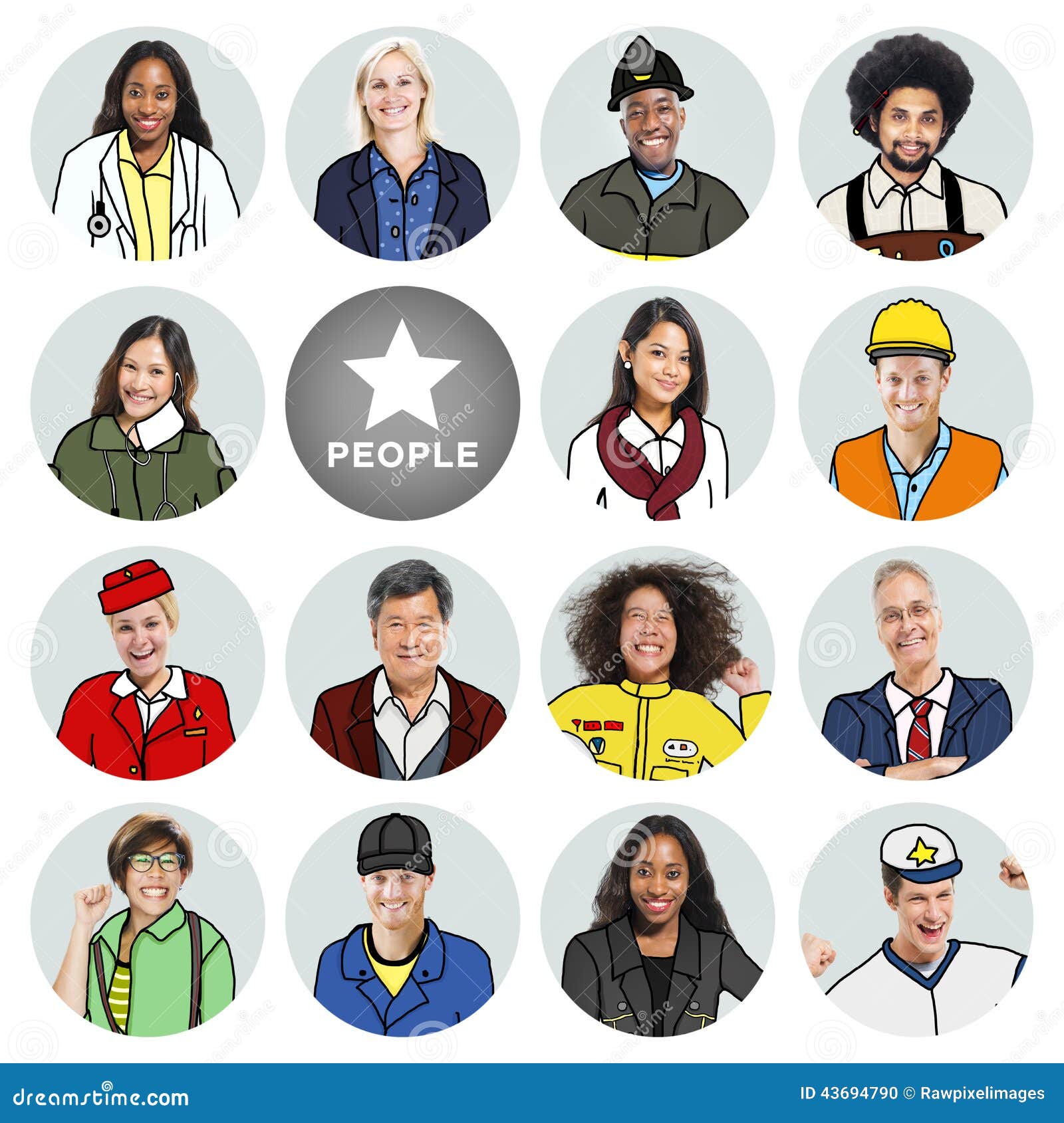 Portraits of DIverse People with Different Jobs Stock Photo - Image of ...